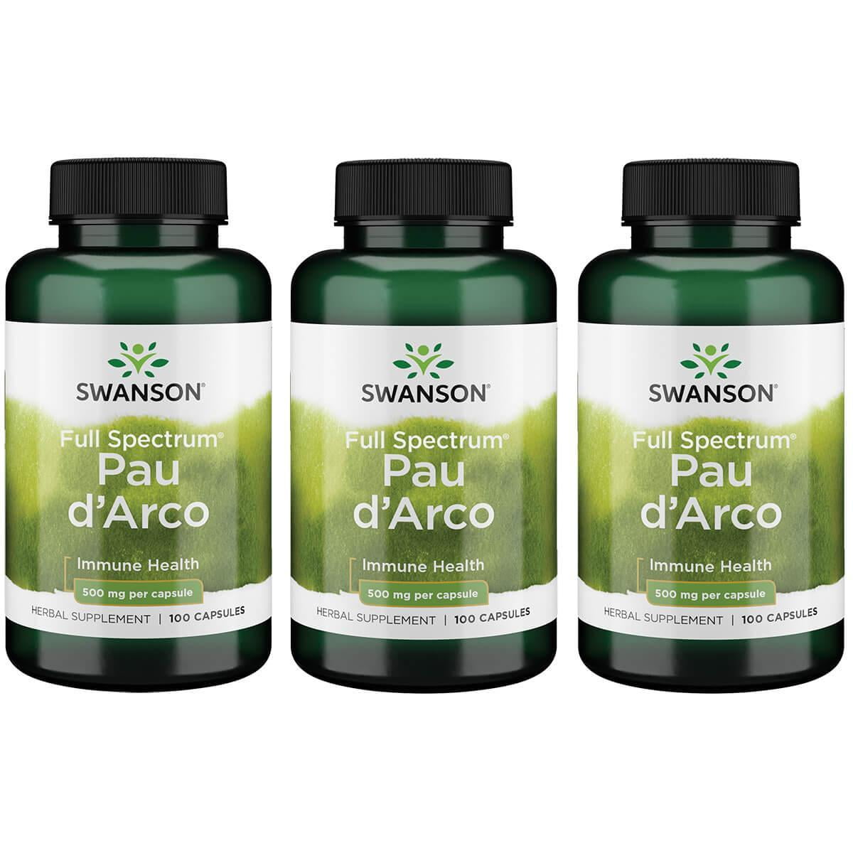 Swanson Full Spectrum Pau d'Arco Capsules, 500 mg, 100 Count, 3 Pack ...