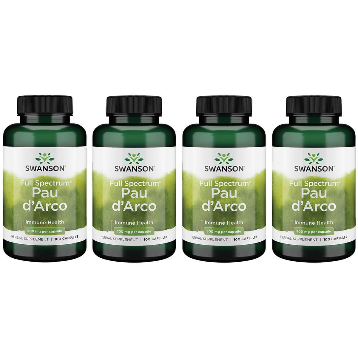 Swanson Full Spectrum Pau d'Arco 500 mg 100 Caps 4 Pack - Walmart.com