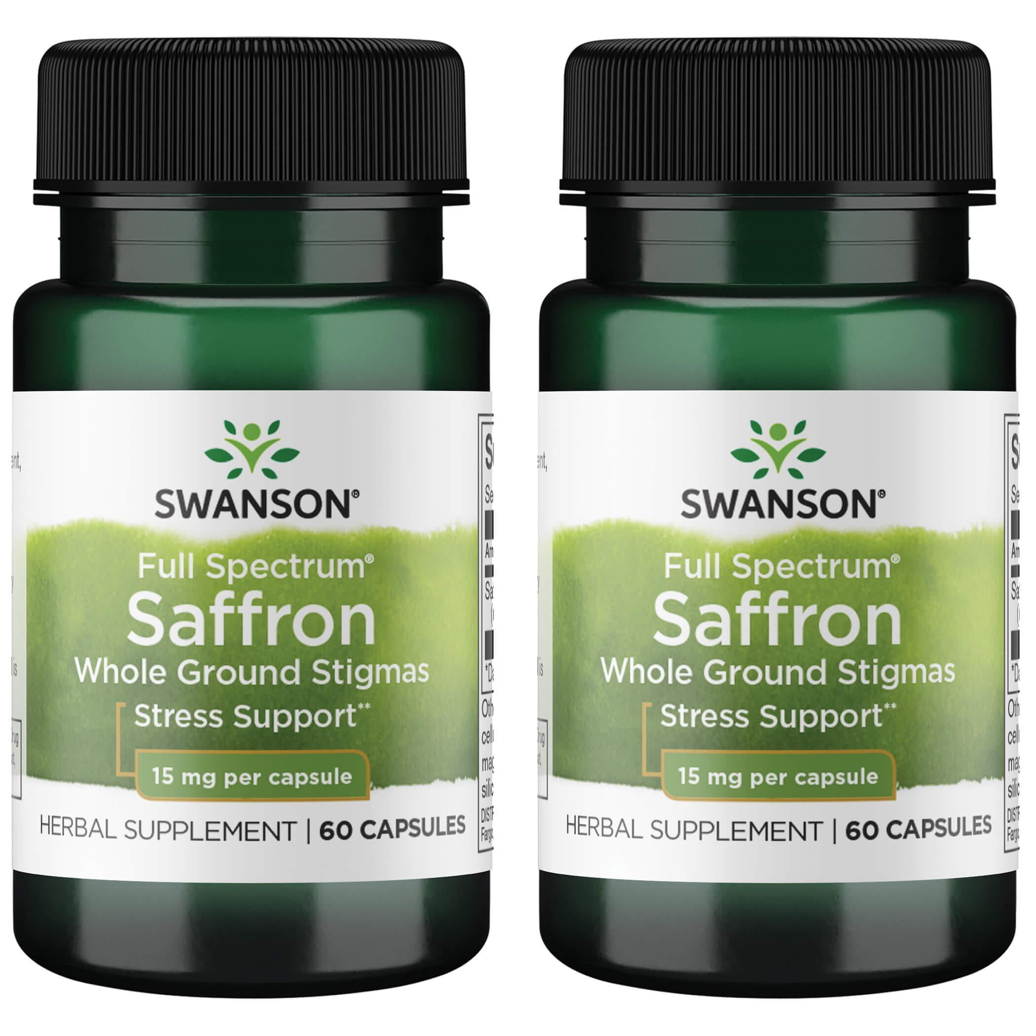 Swanson Full Spectrum Saffron, Whole Ground Stigmas, 15 mg, 60 Caps, 2 ...