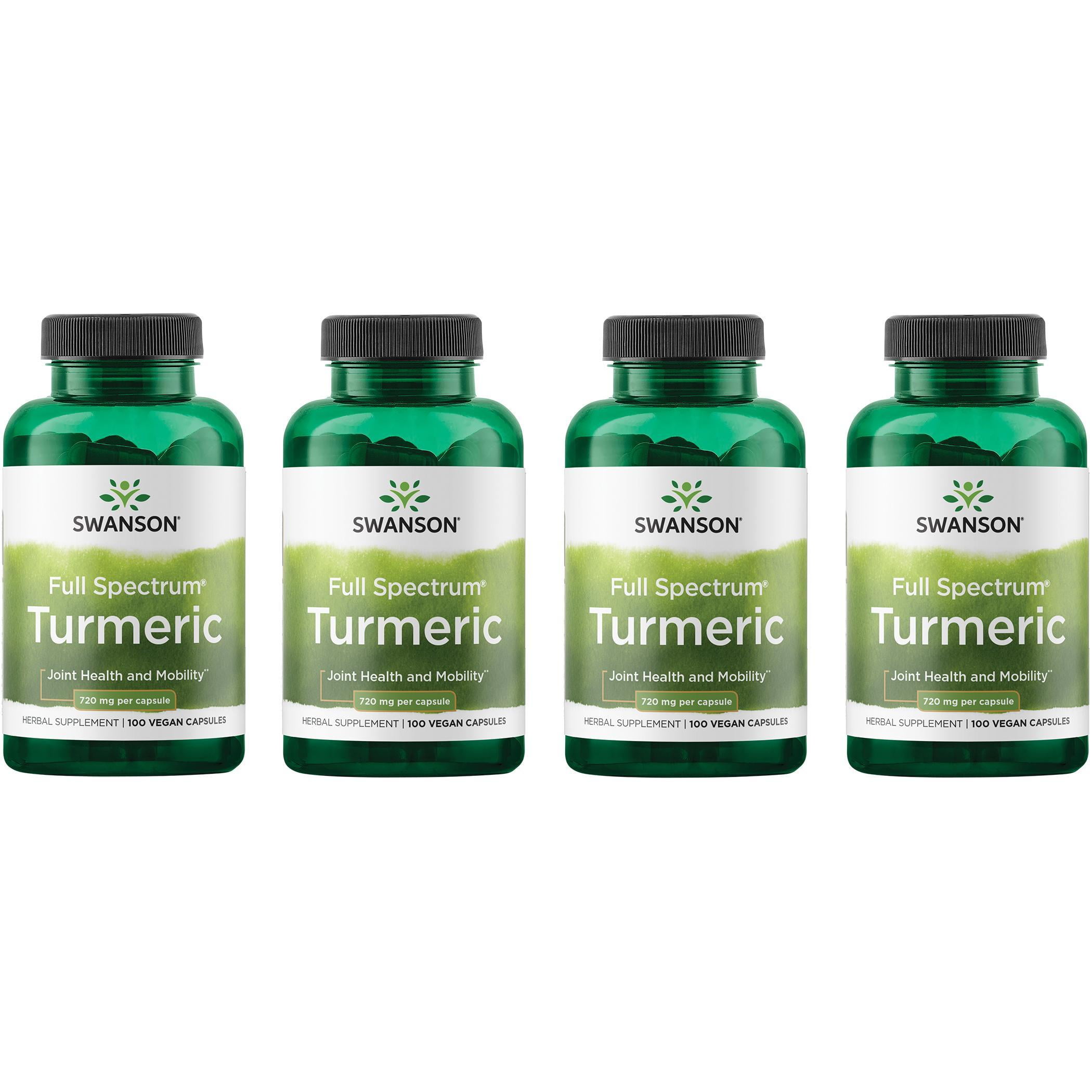 Swanson Full Spectrum Turmeric Curcumin Capsules, 720 mg, 100 Count, 4 ...