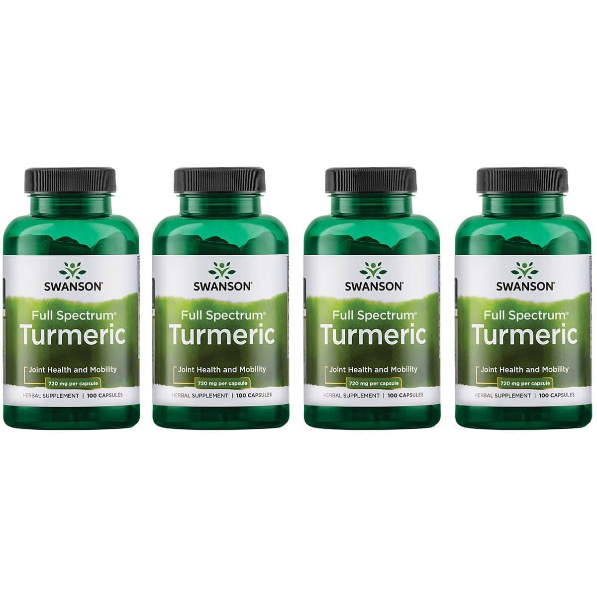 Swanson Full Spectrum Turmeric Curcumin Capsules, 720 mg, 100 Count, 4 ...