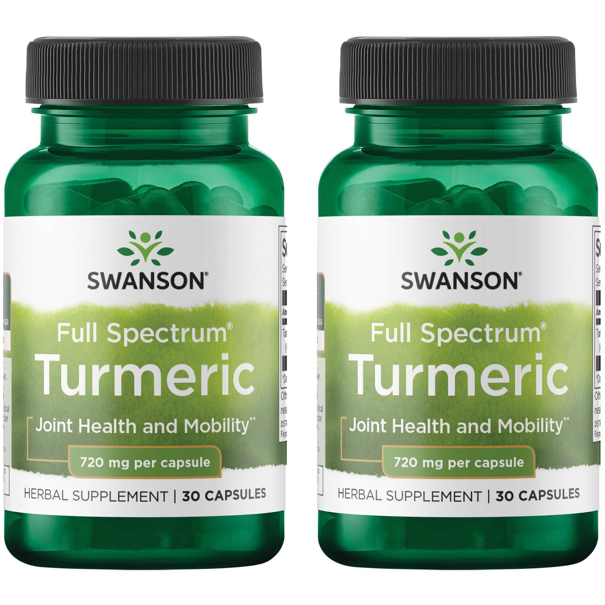 Swanson Full Spectrum Turmeric with Curcumin, 720 mg, 30 Caps, 2 Pack ...