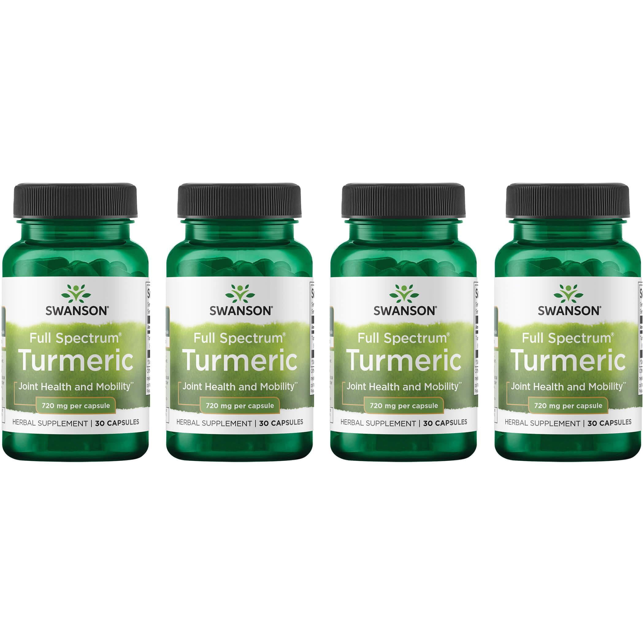 Swanson Full Spectrum Turmeric 720 mg 30 Vegan Caps 4 Pack - Walmart.com