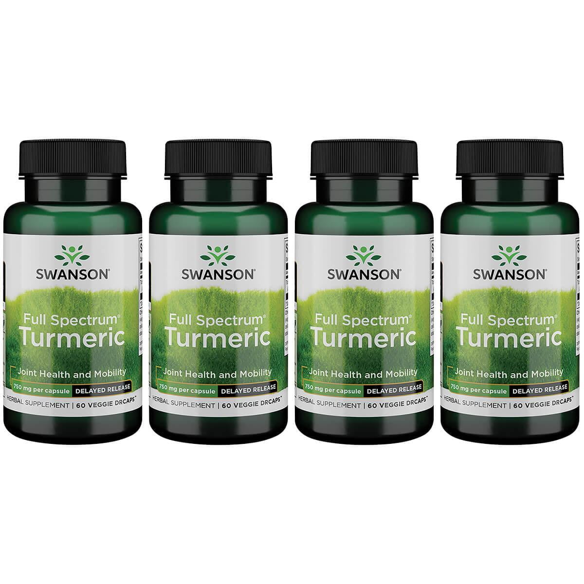 Swanson Full Spectrum Turmeric 750 mg 60 Veg Caps 4 Pack - Walmart.com