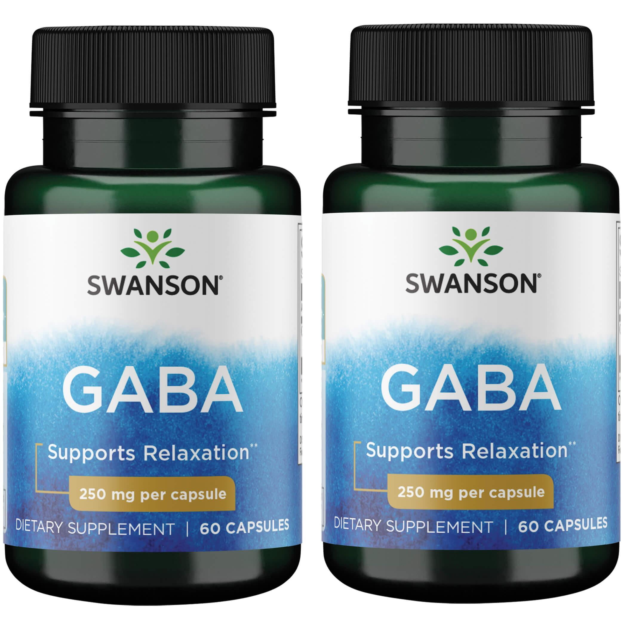 Swanson GABA 250 mg 60 Caps 2 Pack - Stress Relief & Relaxation Supplement - Walmart.com
