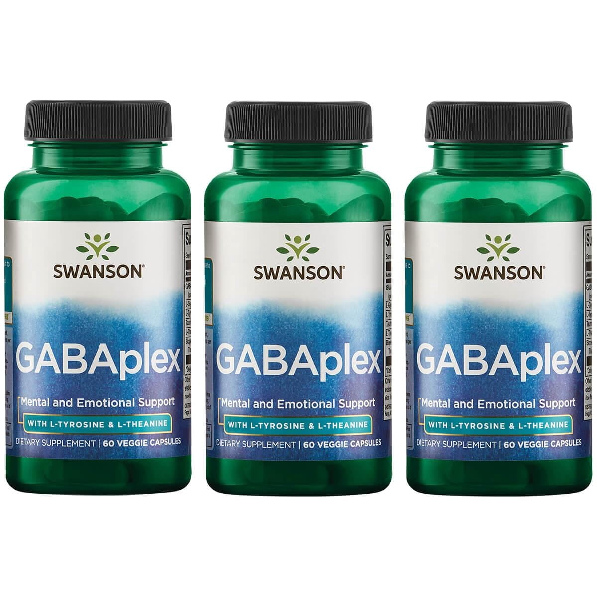 Swanson Gabaplex with L-Tyrosine & L-Theanine 60 Vegan Caps 3 Pack ...
