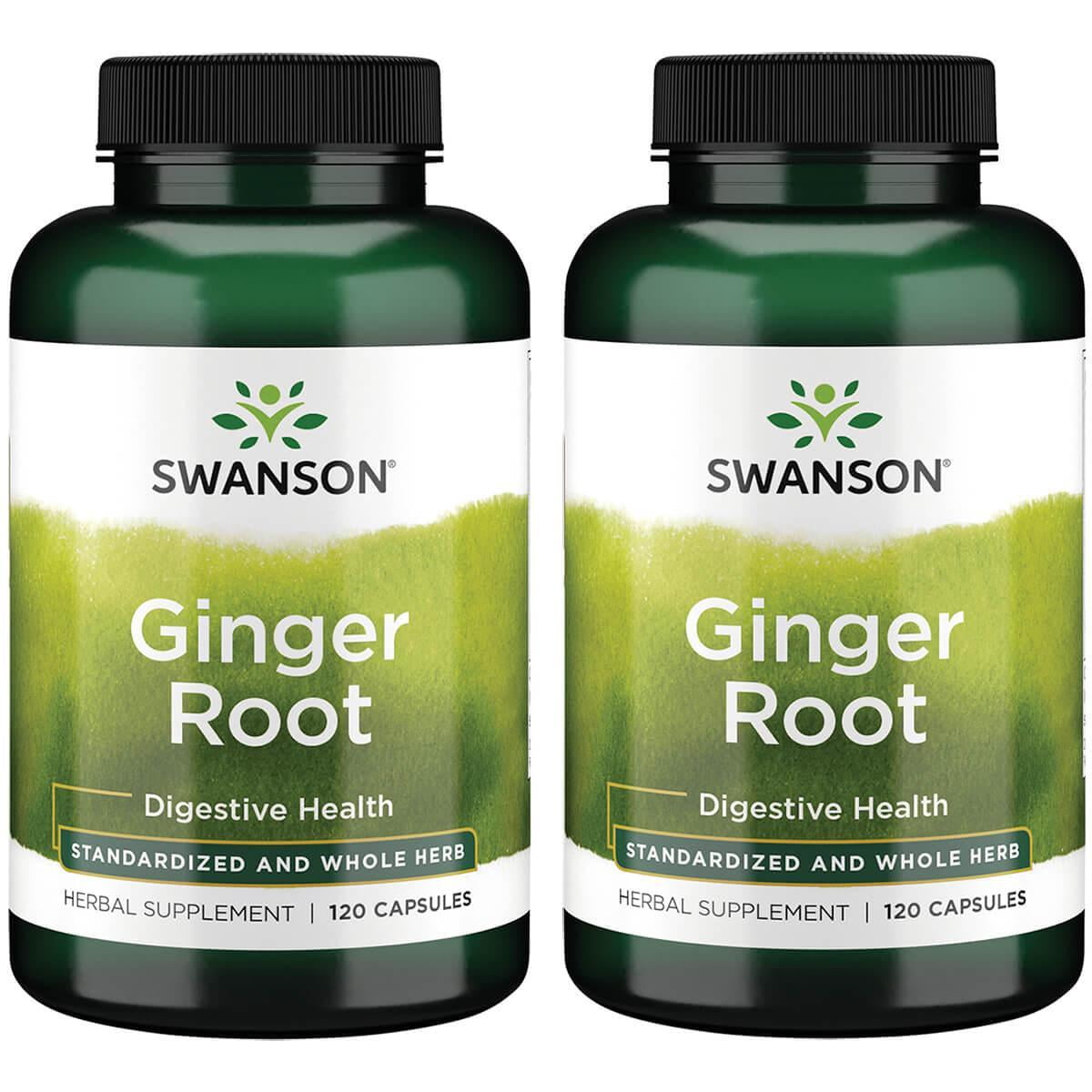 Swanson Ginger Root - Standardized and Whole Herb 120 Caps 2 Pack ...