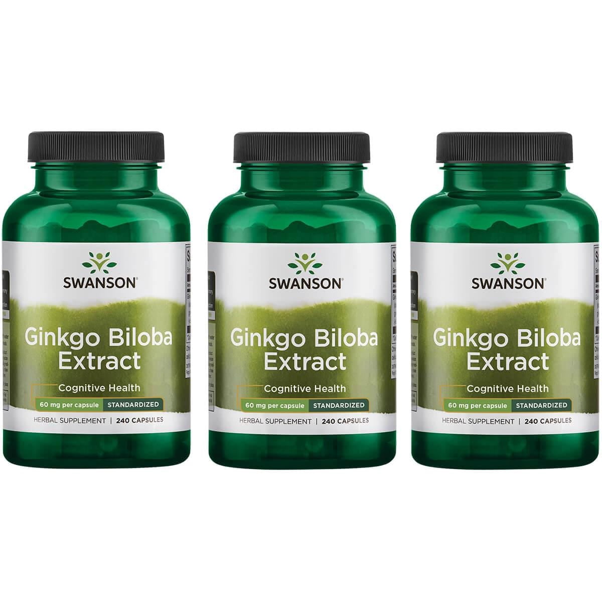 Swanson Ginkgo Biloba Extract - Standardized 60 mg 240 Caps 3 Pack ...