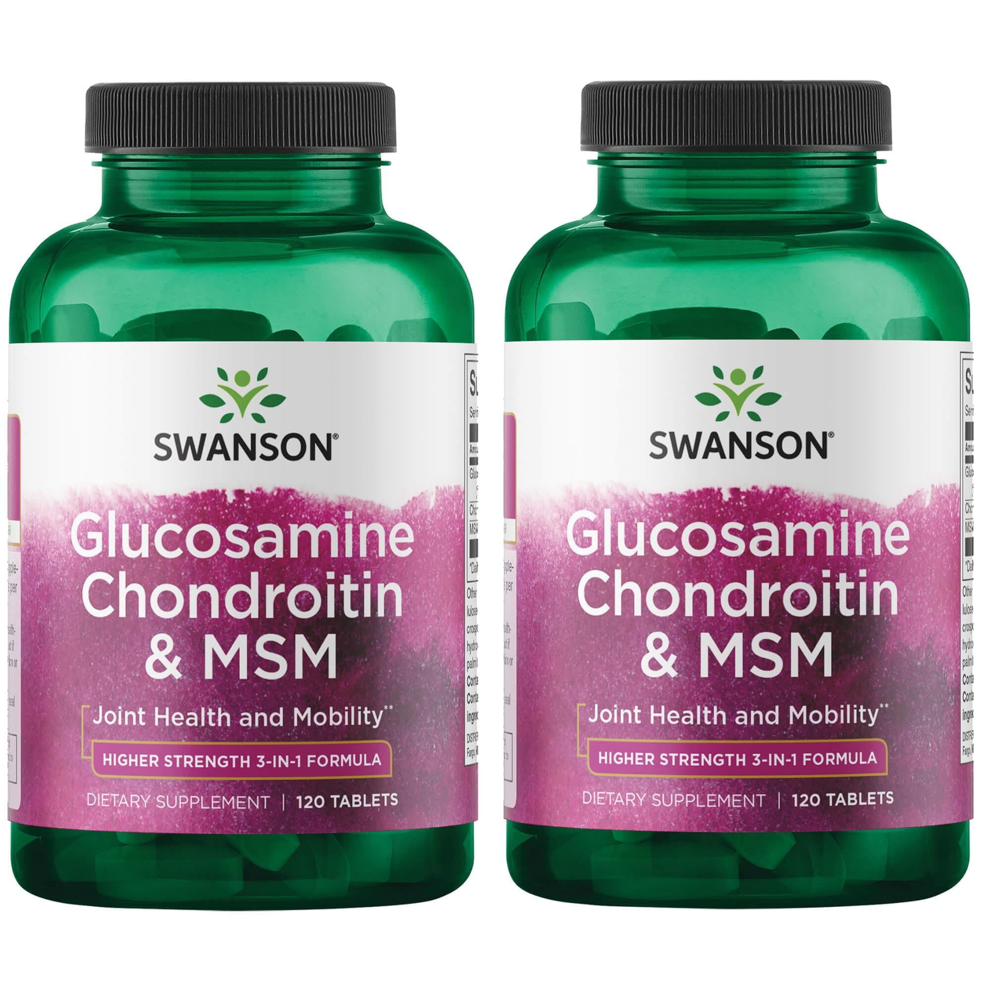 Swanson Glucosamine Chondroitin & Msm - Higher Strength 120 Tabs 2 Pack ...