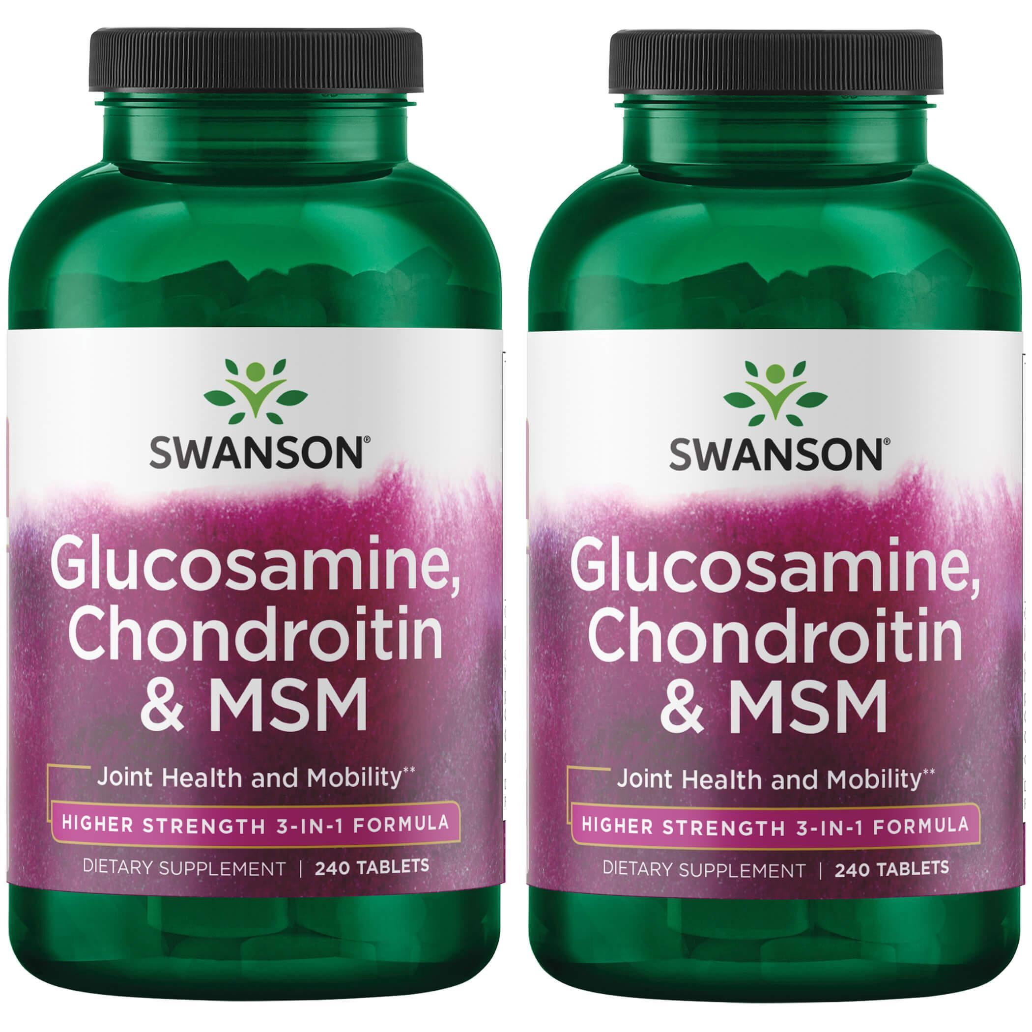 Swanson Glucosamine, Chondroitin & Msm - Higher Strength 240 Tabs 2 ...