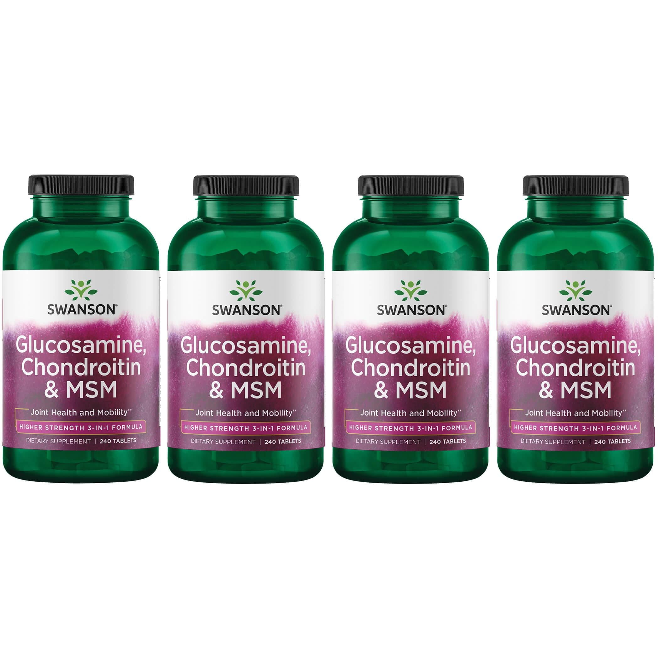 Swanson Glucosamine, Chondroitin & Msm - Higher Strength 240 Tabs 4 ...