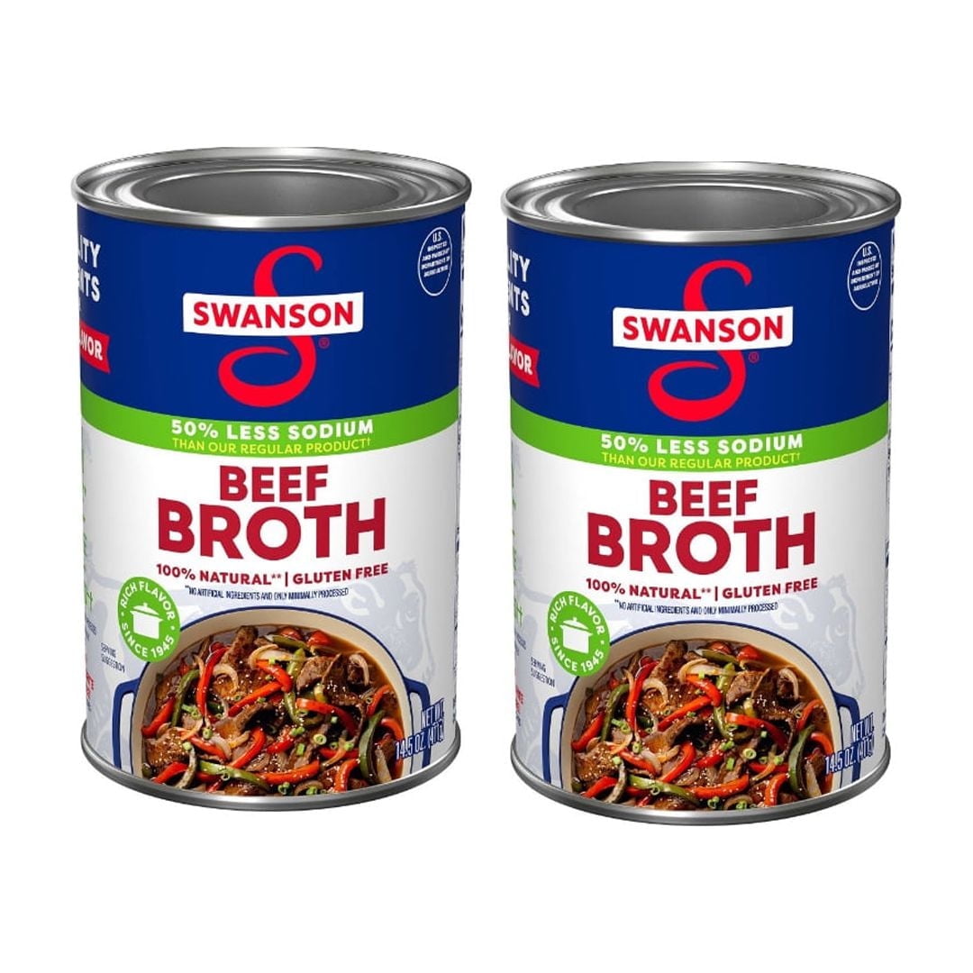 Swanson Gluten-Free 50% Less Sodium Beef Broth, Roasted Flavor, 14.5 fl ...