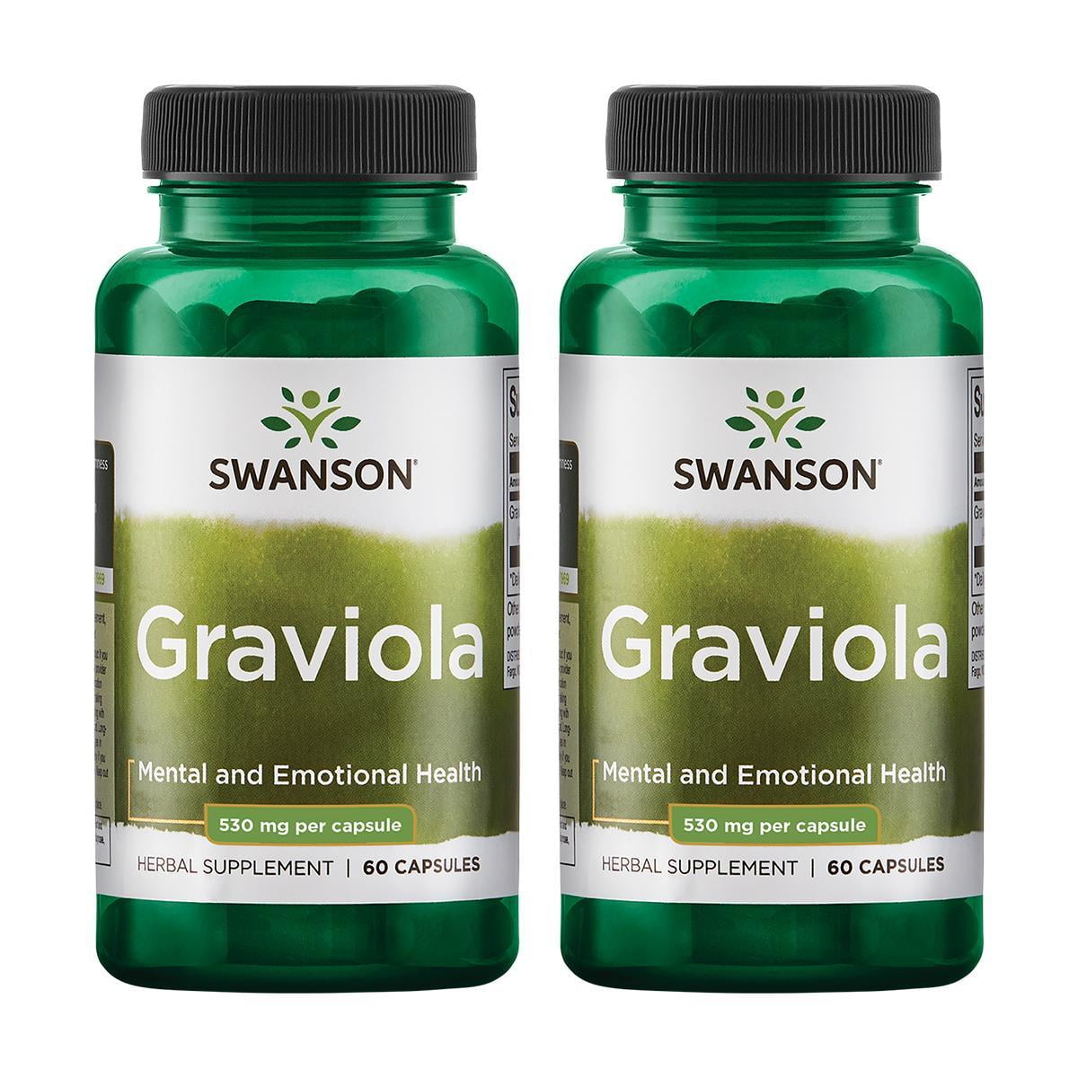 Swanson Graviola Supplement Pills, 530 mg Capsules, 60 Count, 2 Pack ...