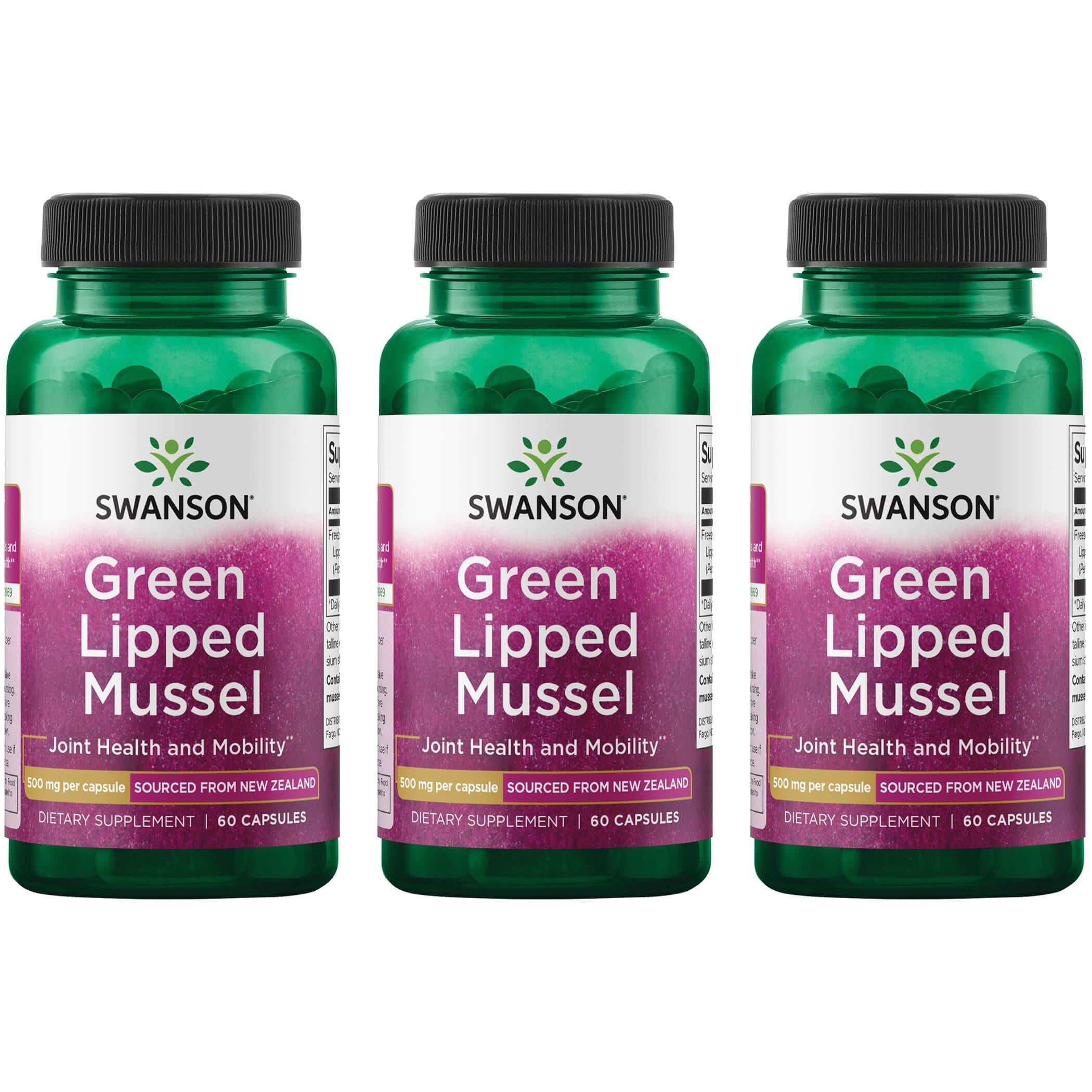 Swanson Premium Green Lipped Mussel Supplement, 500 mg, 60 Capsules, 3 ...