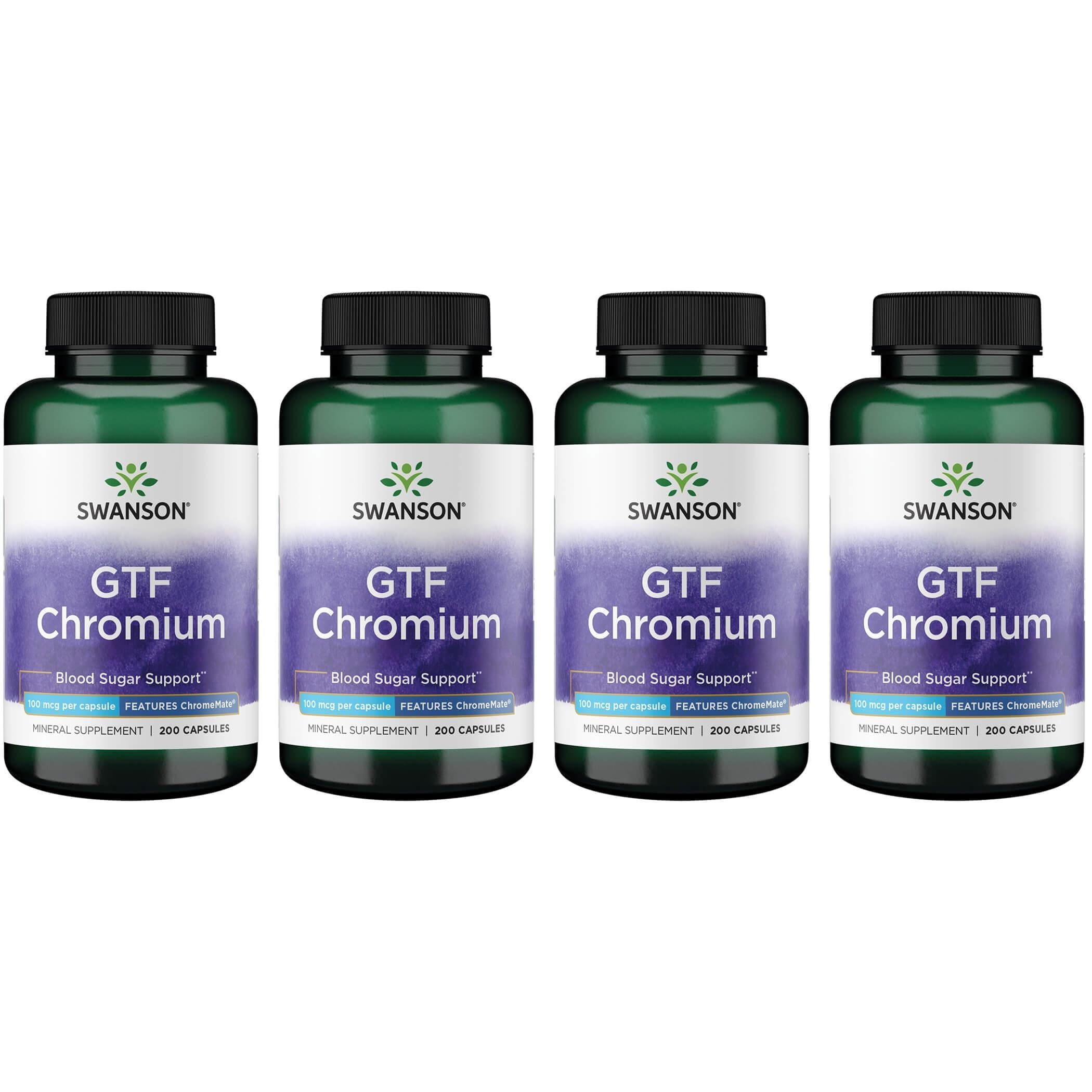 Swanson Gtf Chromium - Features Chromemate 100 mcg 200 Caps 4 Pack ...