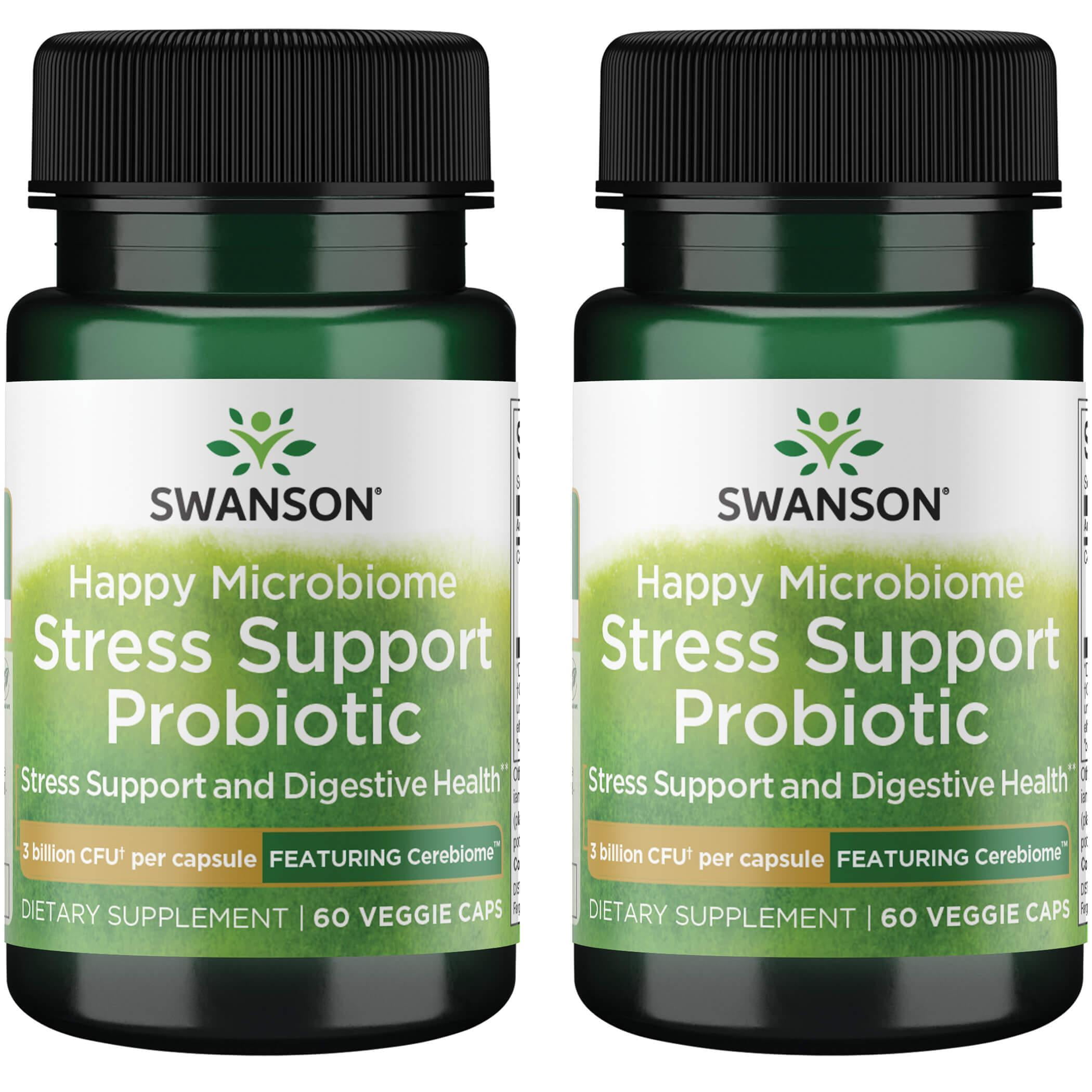 Swanson Happy Microbiome Stress Support Probiotic - Featuring Cerebiome ...