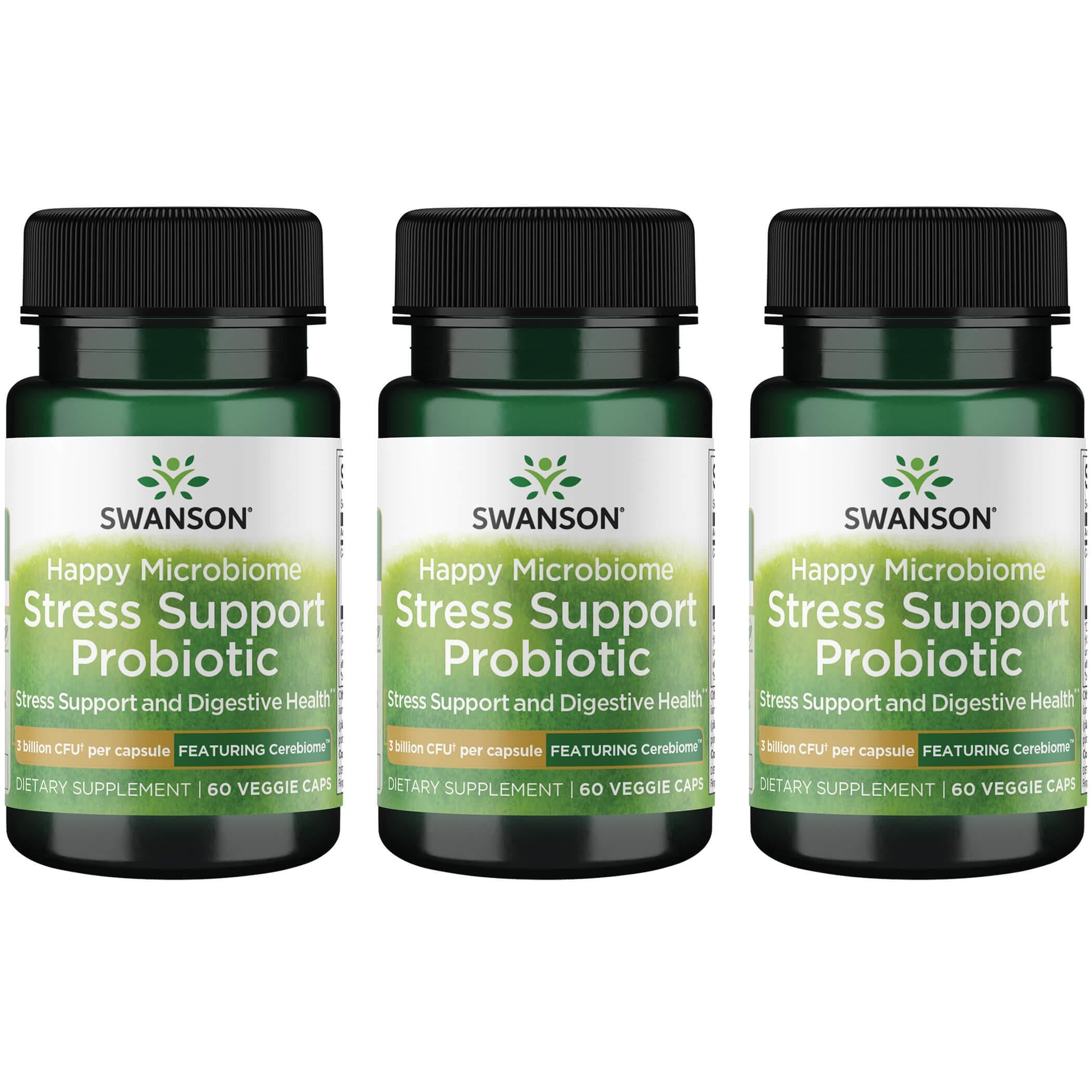 Swanson Happy Microbiome Stress Support Probiotic - Featuring Cerebiome ...