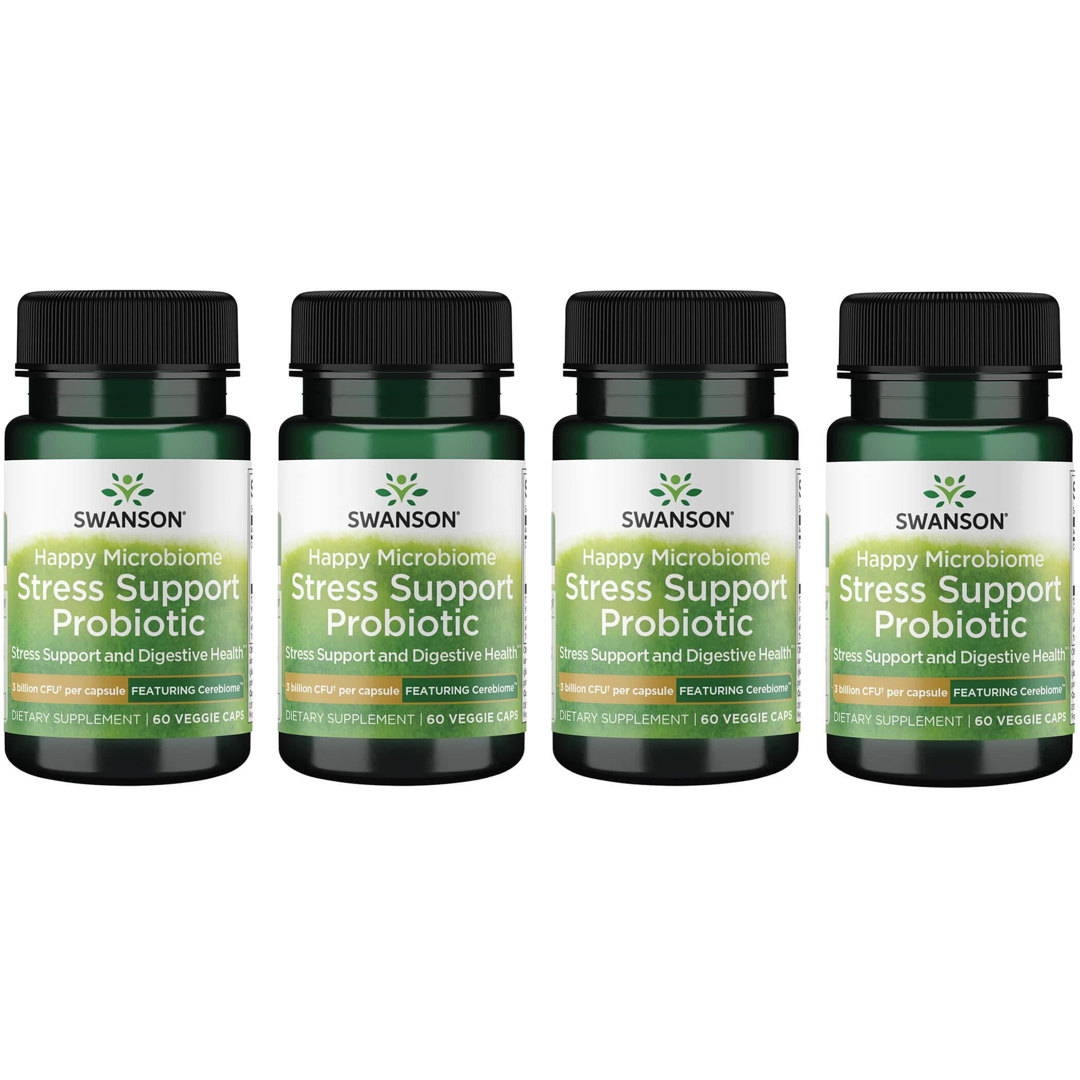 Swanson Happy Microbiome Stress Support Probiotic - Featuring Cerebiome ...