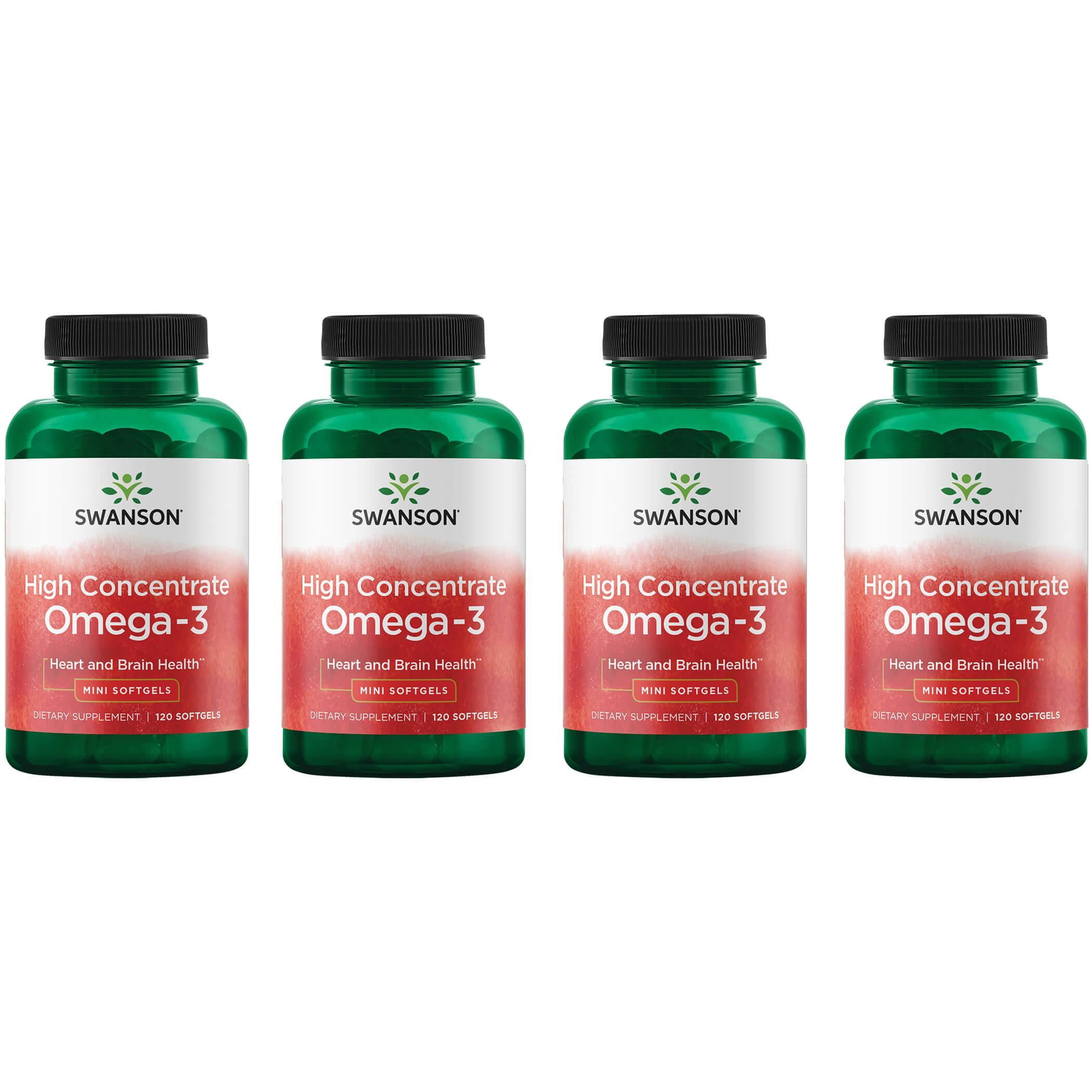 Swanson High Concentrate Omega-3 - Mini Softgels 570 mg 120 Sgels 4 ...