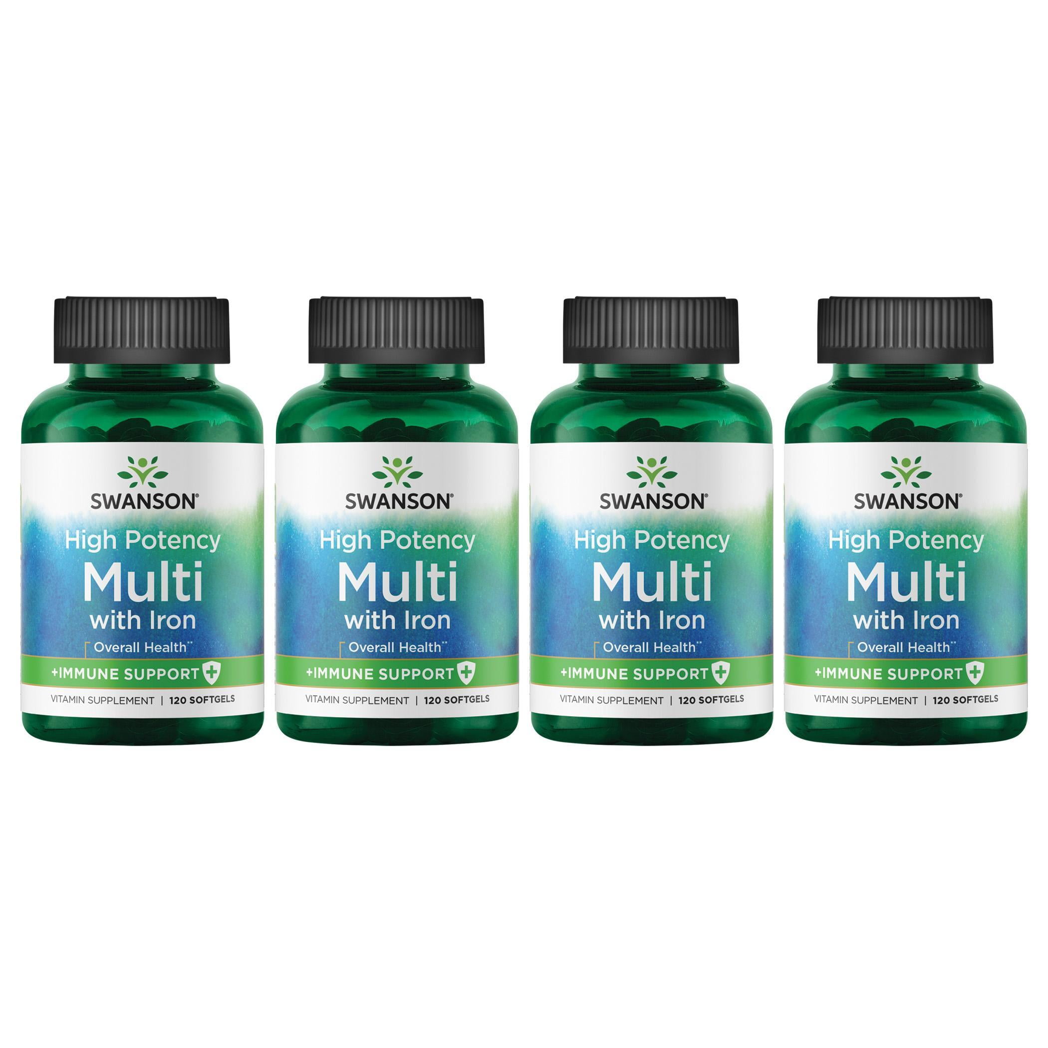 Swanson High Potency Multi with Iron +Immune Support 120 Sgels 4 Pack ...