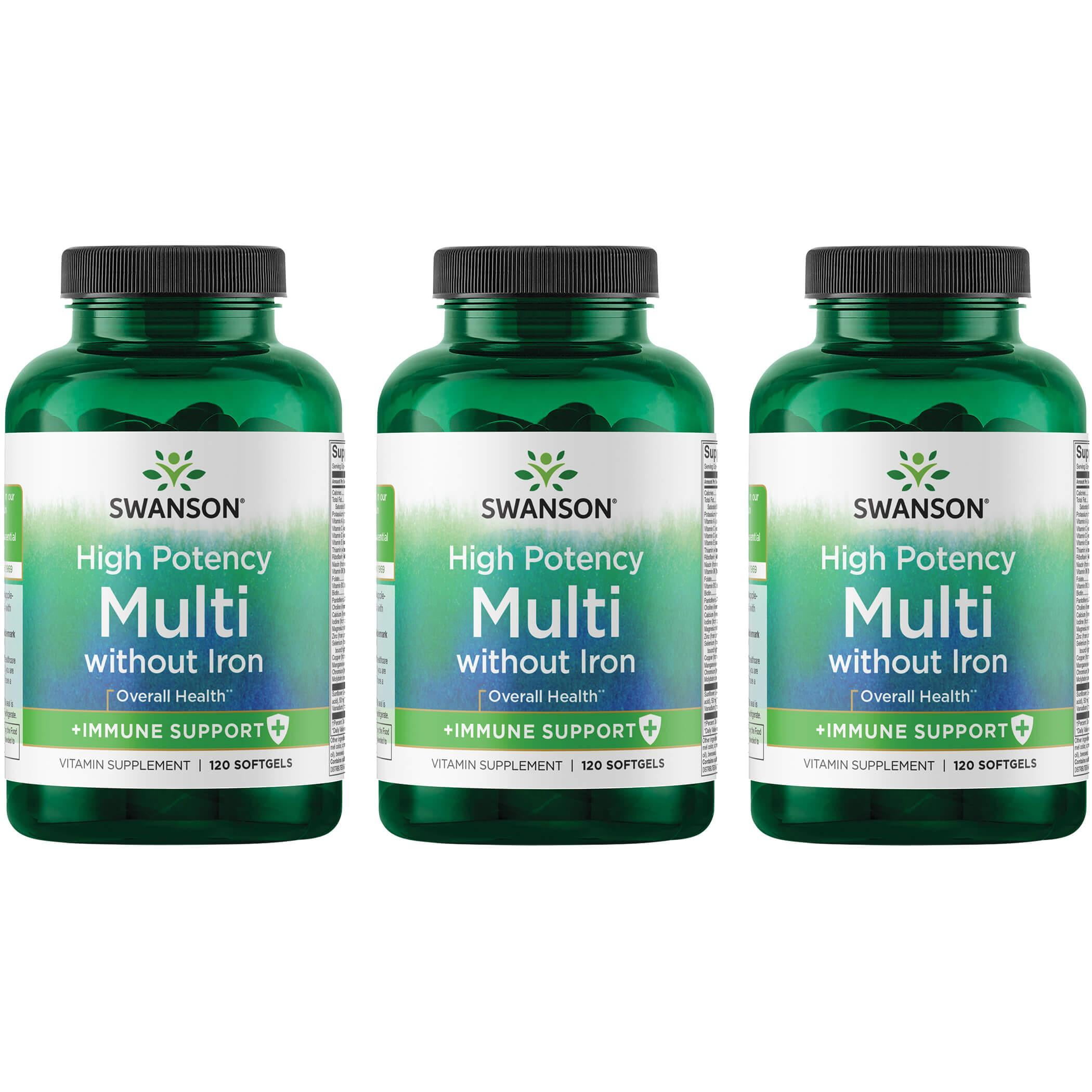 Swanson High Potency Multi without Iron +Immune Support 120 Sgels 3 ...