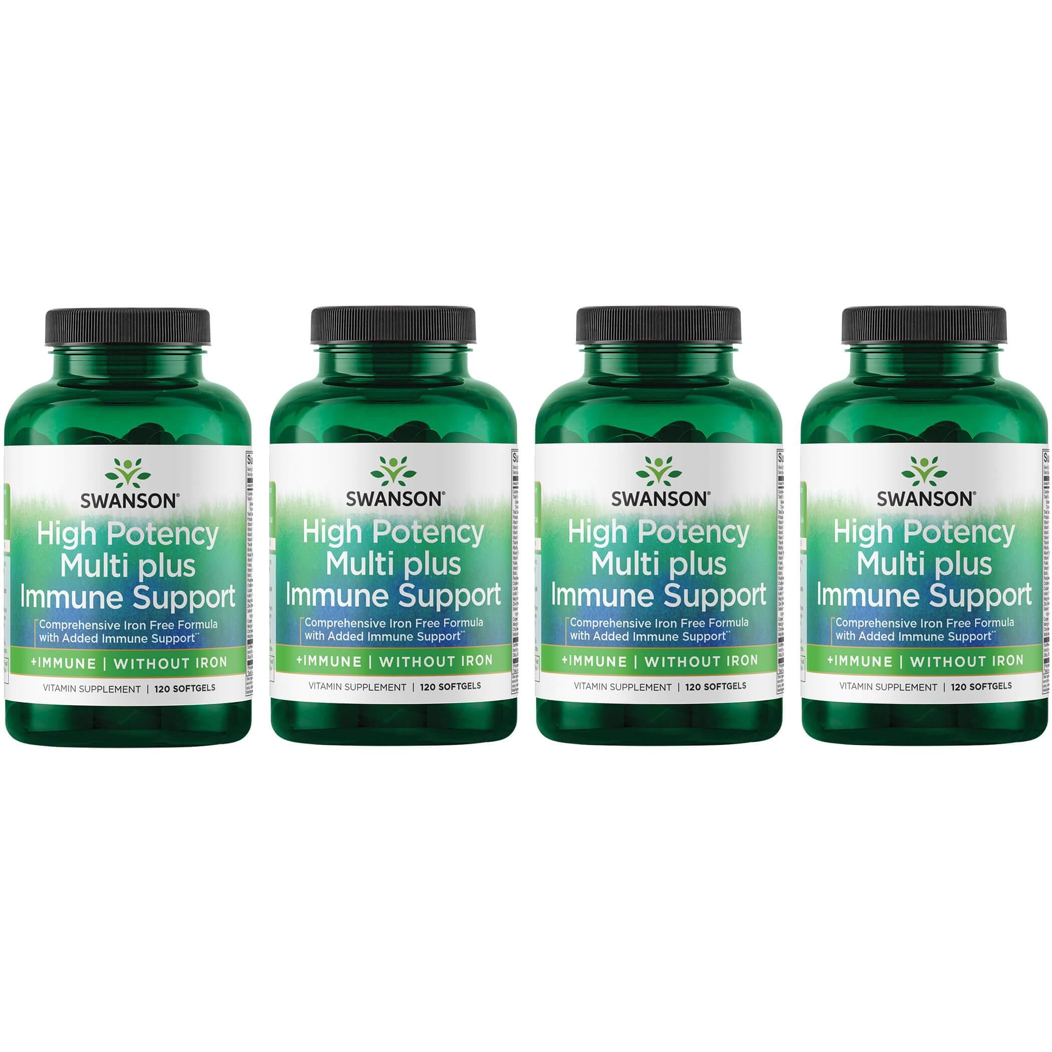 Swanson High Potency Multi without Iron +Immune Support 120 Sgels 4 ...