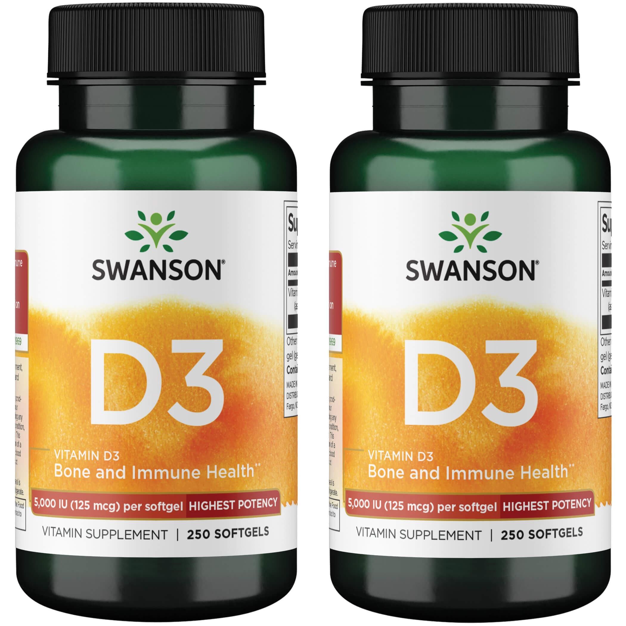 Swanson Highest Potency Vitamin D3 Softgels, Helps Support Overall ...