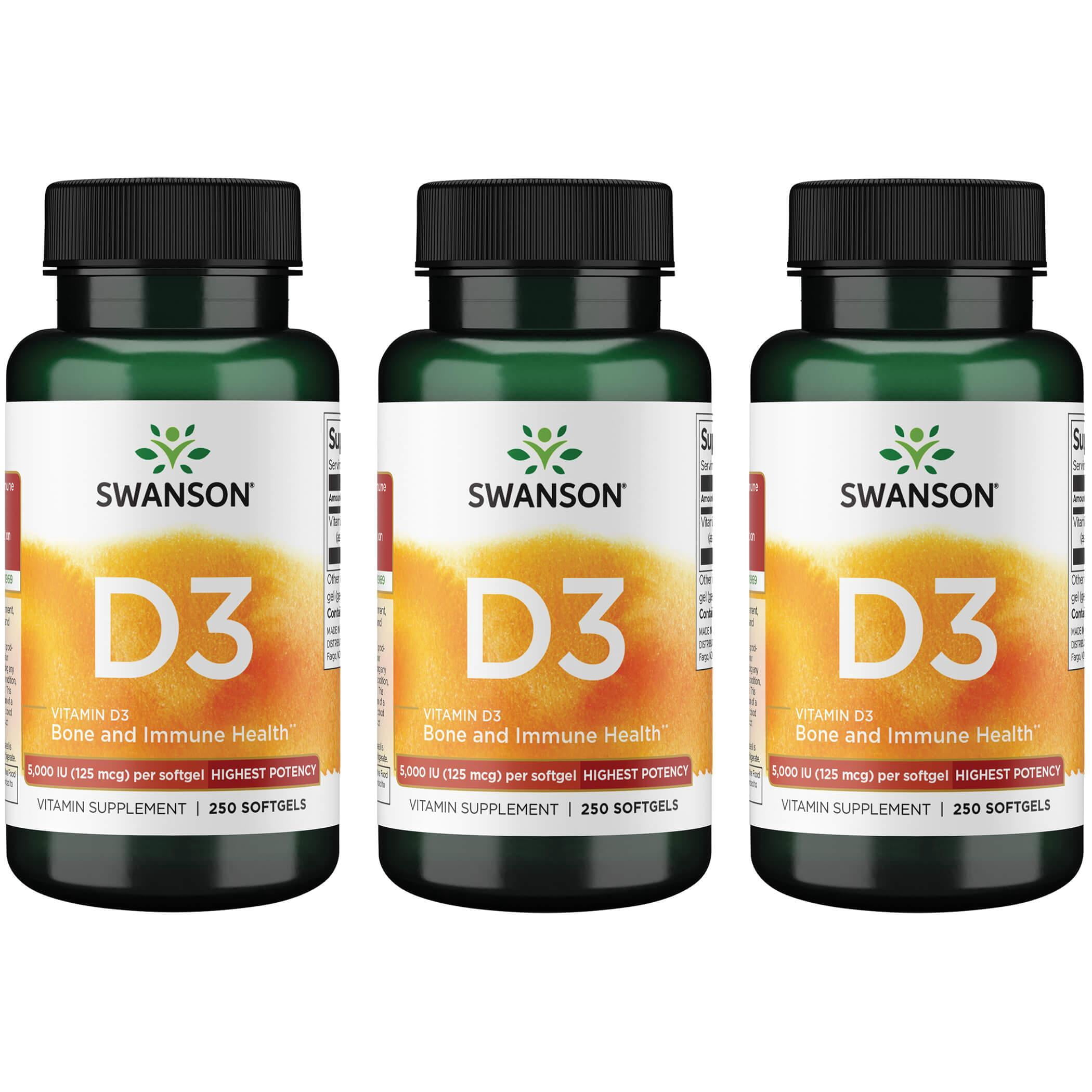 Swanson High Potency Vitamin D3, Bone Health Support, 250mg, 250 Sgels ...