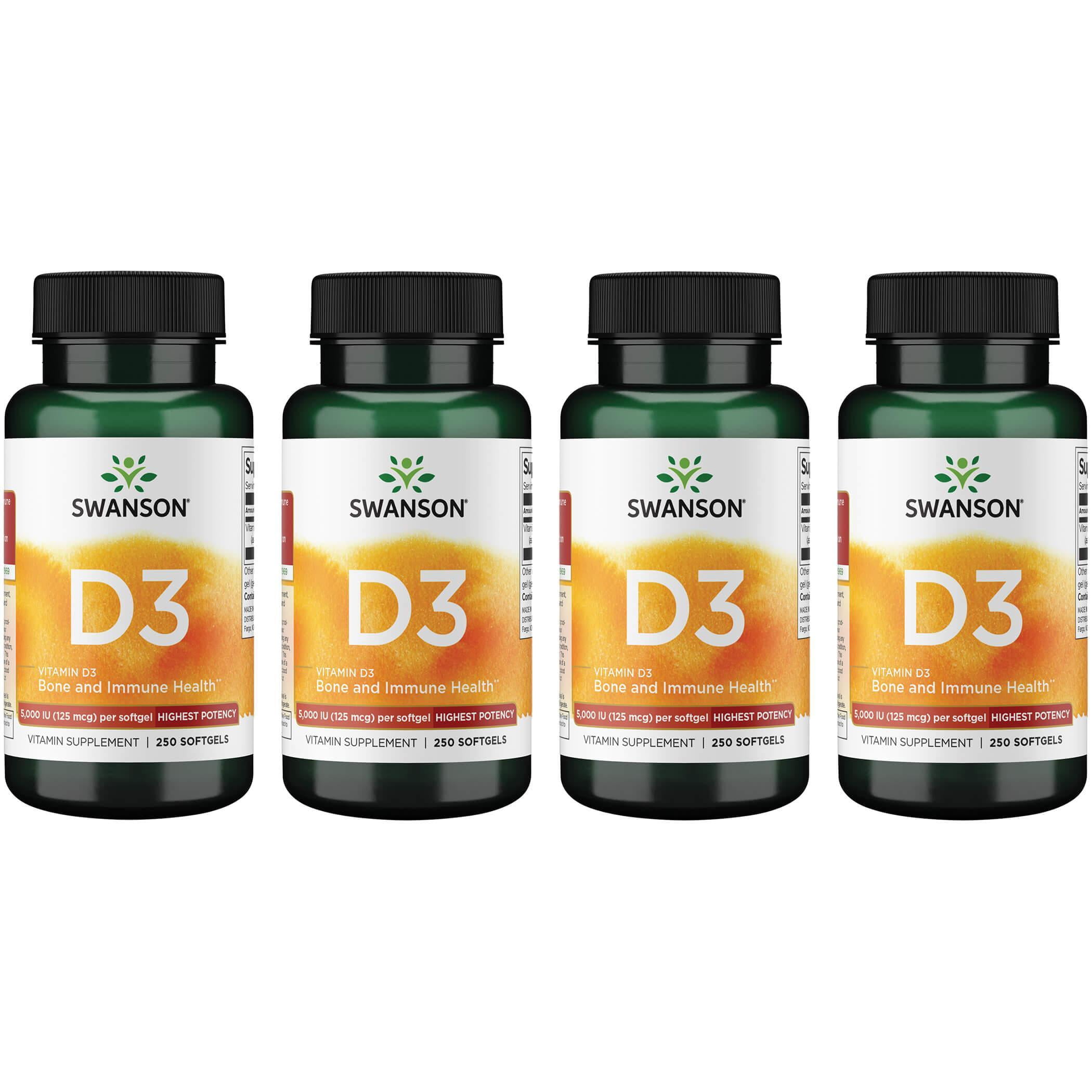 Swanson High Potency Vitamin D3 Softgels, Bone Health Support, 250mg ...