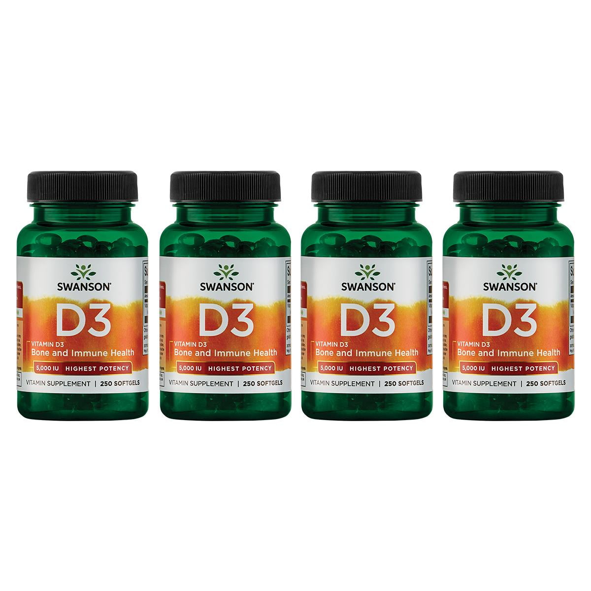 Swanson Highest Potency Vitamin D3 Softgels, Helps Support Overall ...