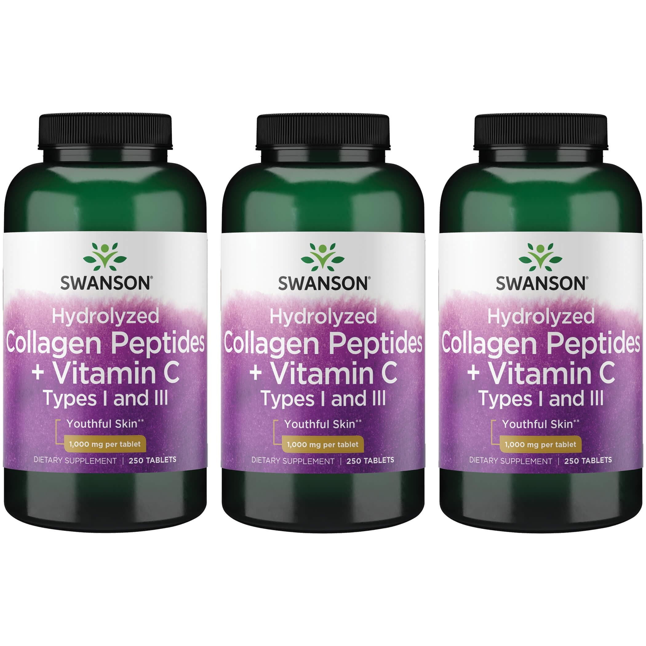 Swanson Hydrolyzed Collagen Peptides + Vitamin C Types I and Iii 3 Pack ...