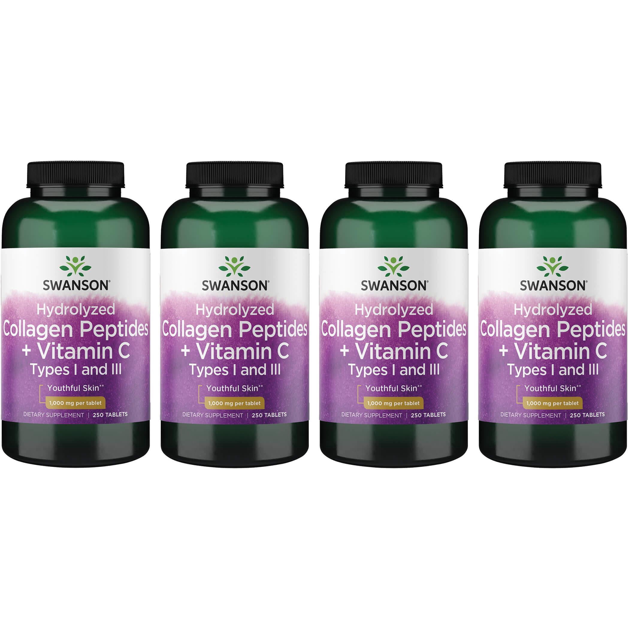 Swanson Hydrolyzed Collagen Peptides + Vitamin C Types I and Iii 4 Pack ...