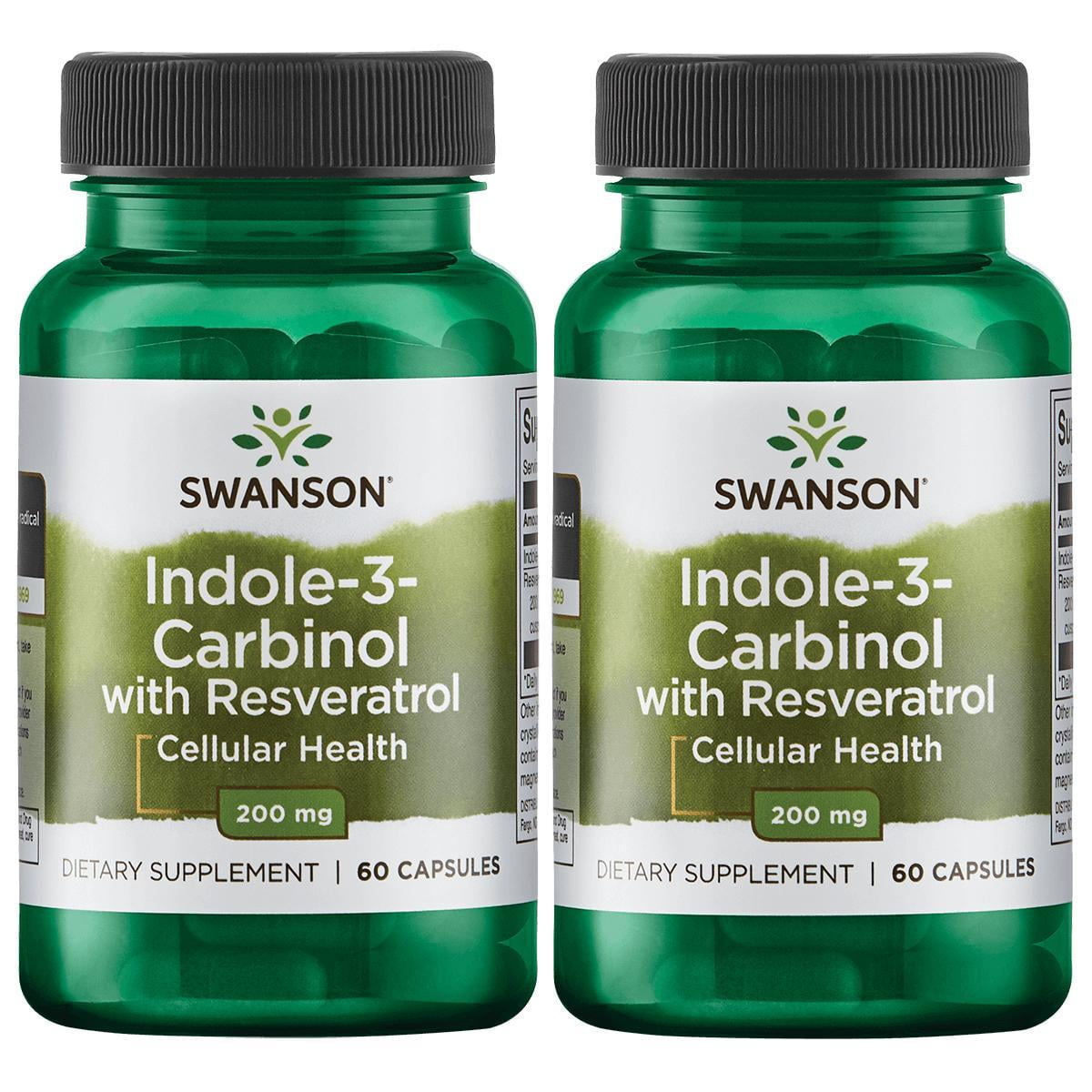 Swanson Indole-3-Carbinol with Resveratrol 200 mg 60 Caps 2 Pack ...