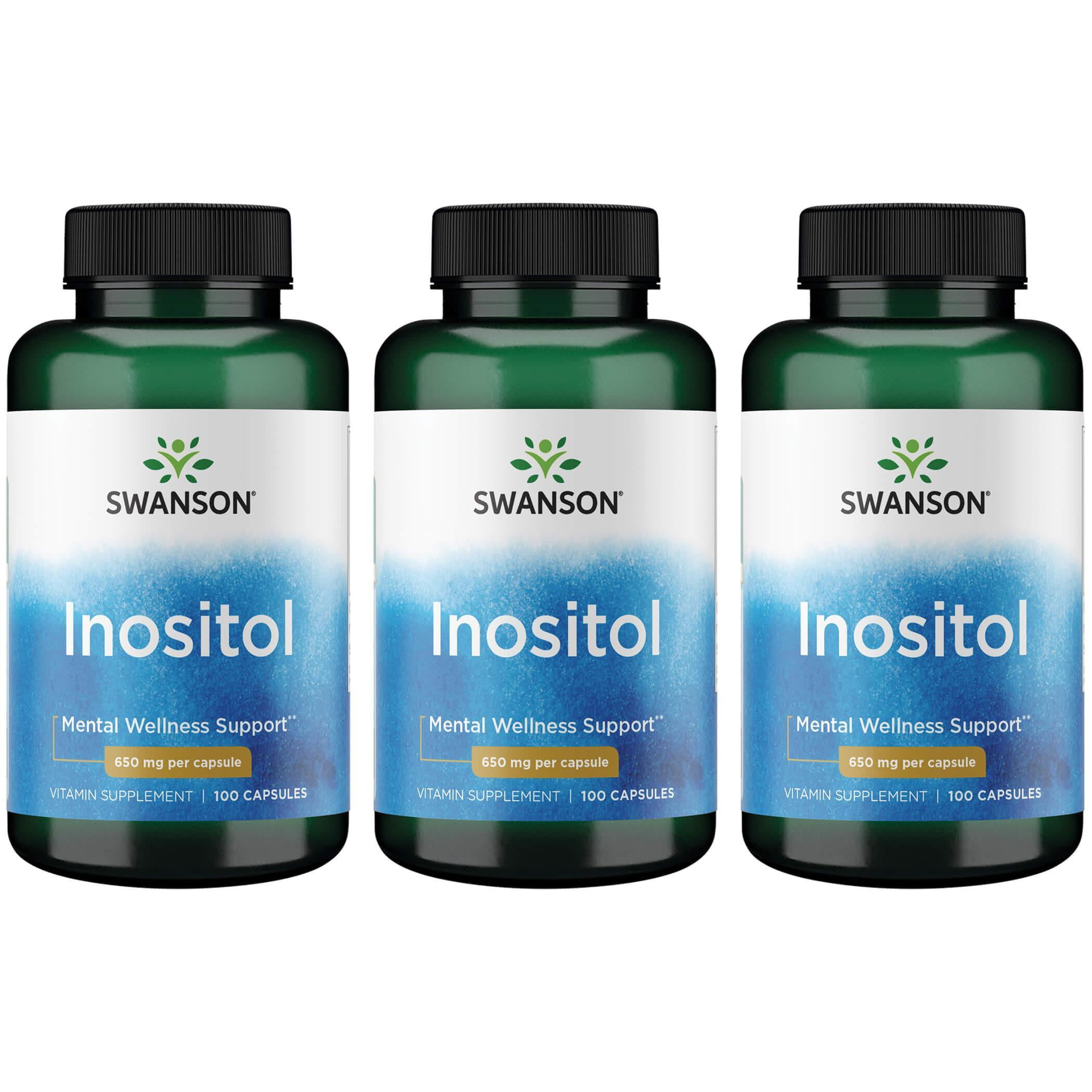 Swanson Inositol 650 mg 100 Caps 3 Pack - Walmart.com