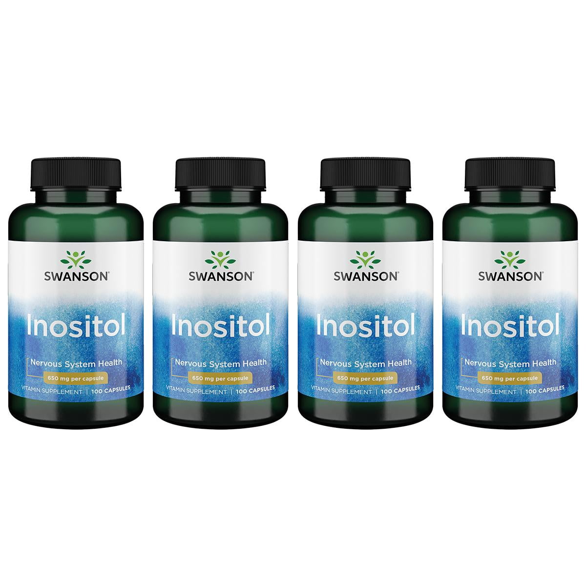 Swanson Inositol 650 mg 100 Caps 4 Pack - Walmart.com