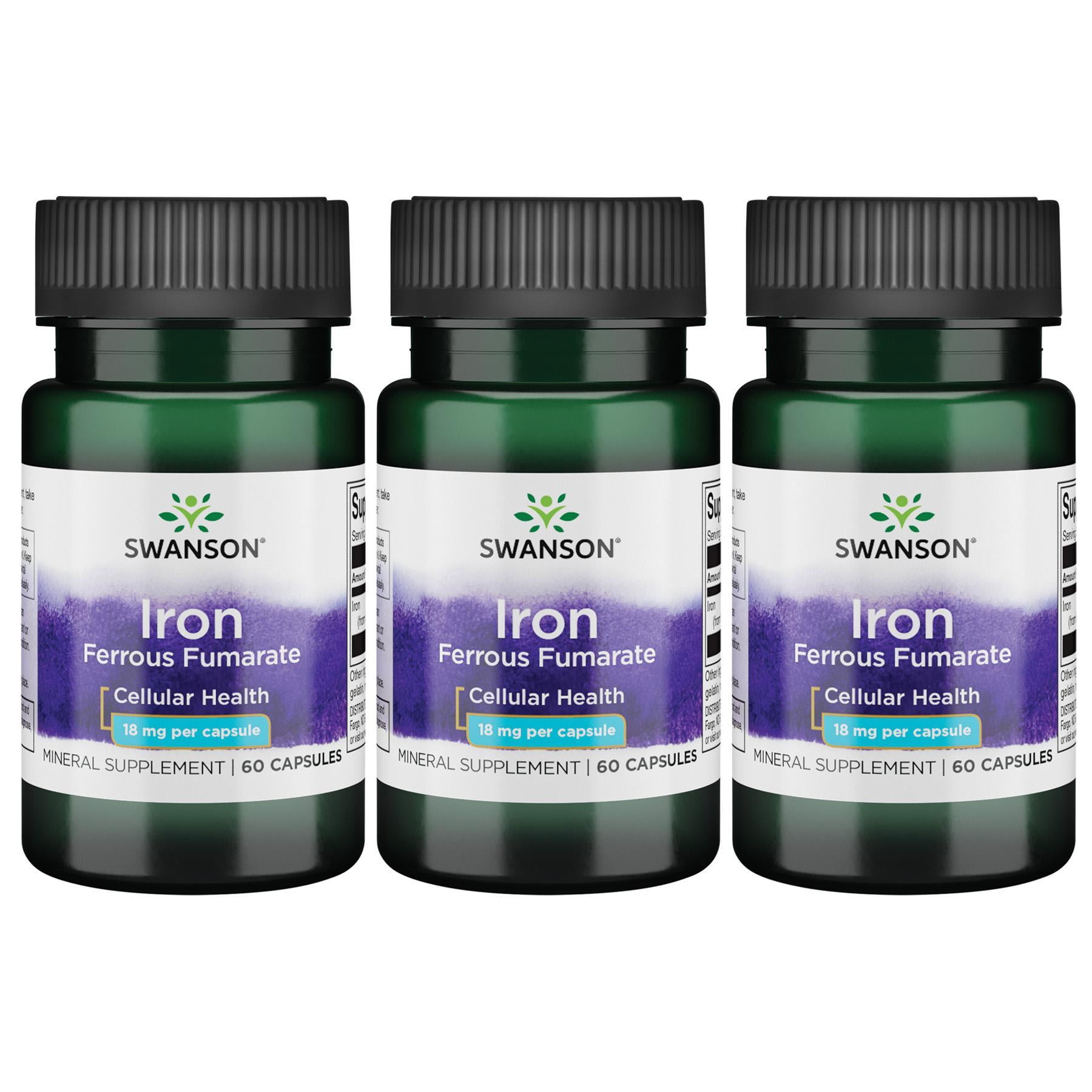 Swanson Iron Ferrous Fumarate 18 mg 60 Caps 3 Pack - Walmart.com
