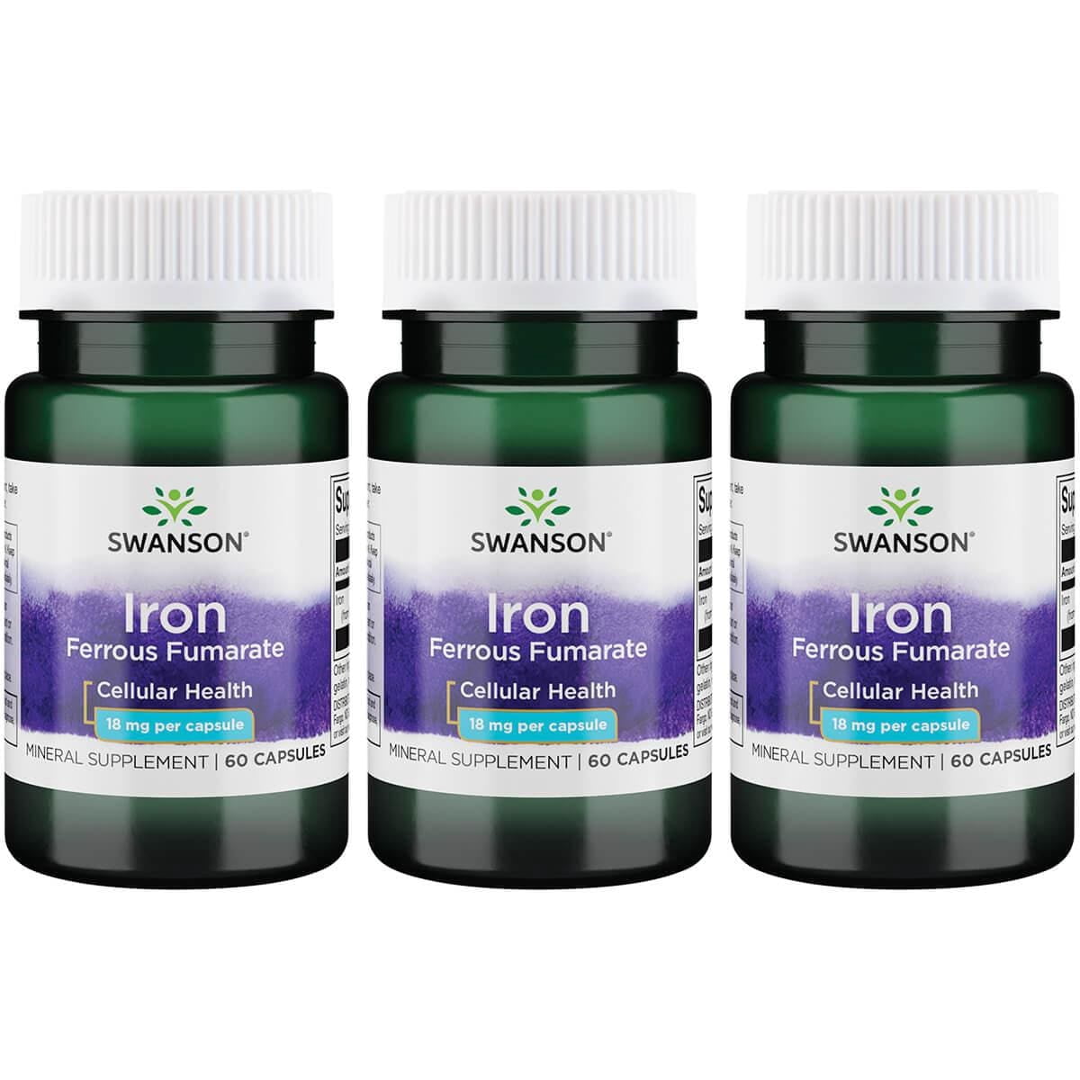 Swanson Iron Ferrous Fumarate 18 mg 60 Caps 3 Pack - Walmart.com