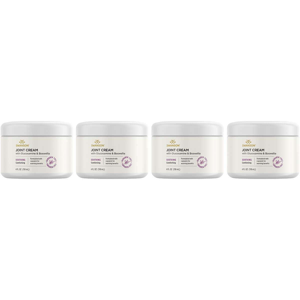 Swanson Joint Cream with Glucosamine & Boswellia 4 fl oz Cream 4 Pack ...