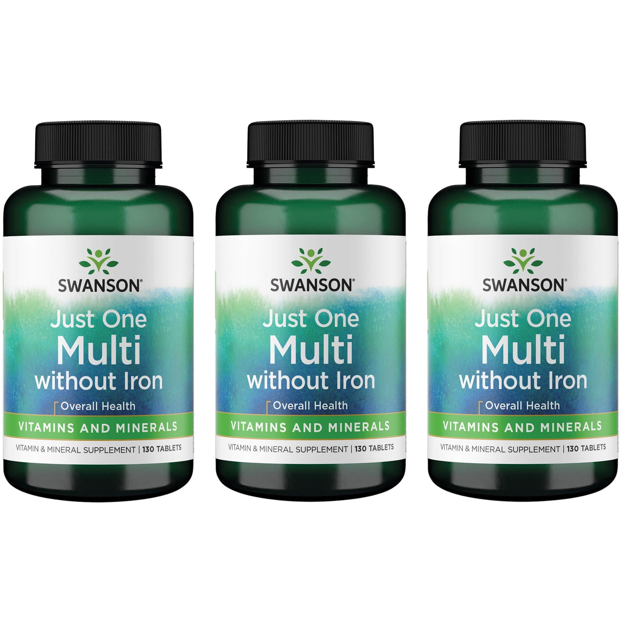 Swanson Just One Multi - Without Iron 130 Vegan Tabs 3 Pack - Walmart.com