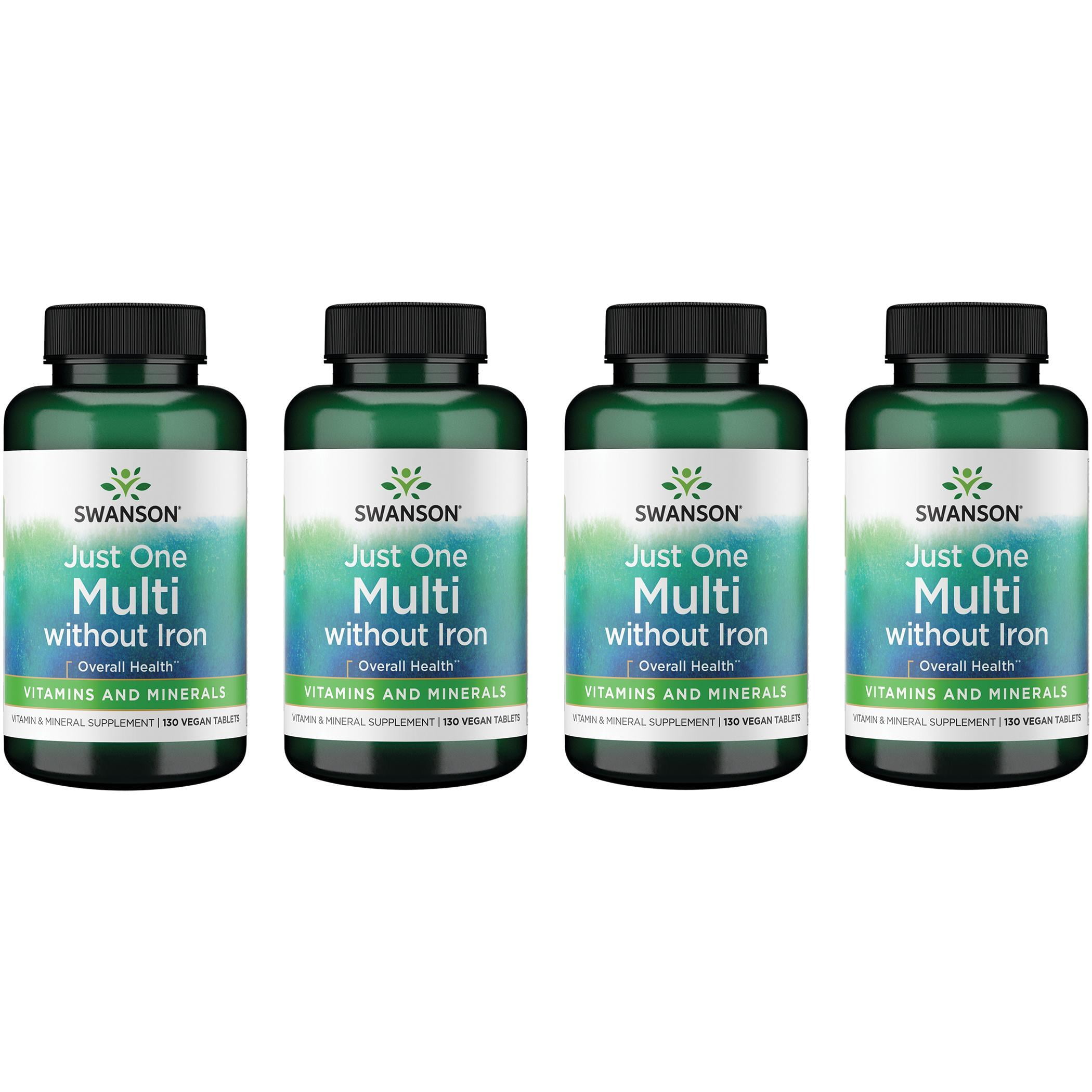 Swanson Just One Multi - Multivitamin Supplement Without Iron, 130 ...