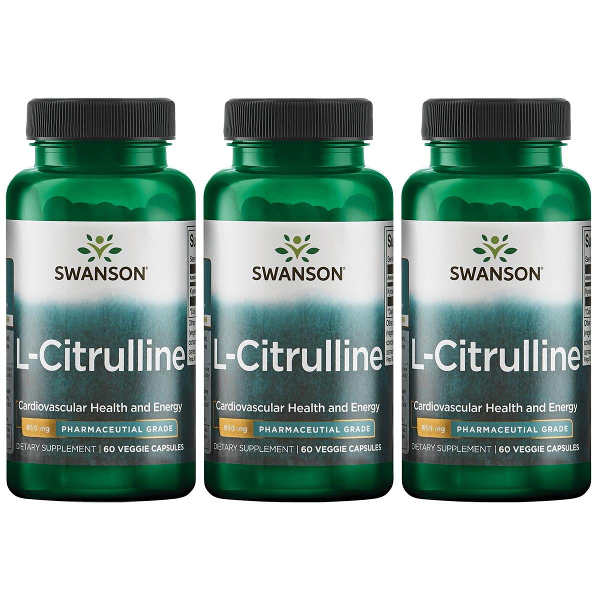 Swanson L-Citrulline - Pharmaceutical Grade 850 mg 60 Veg Caps 3 Pack ...