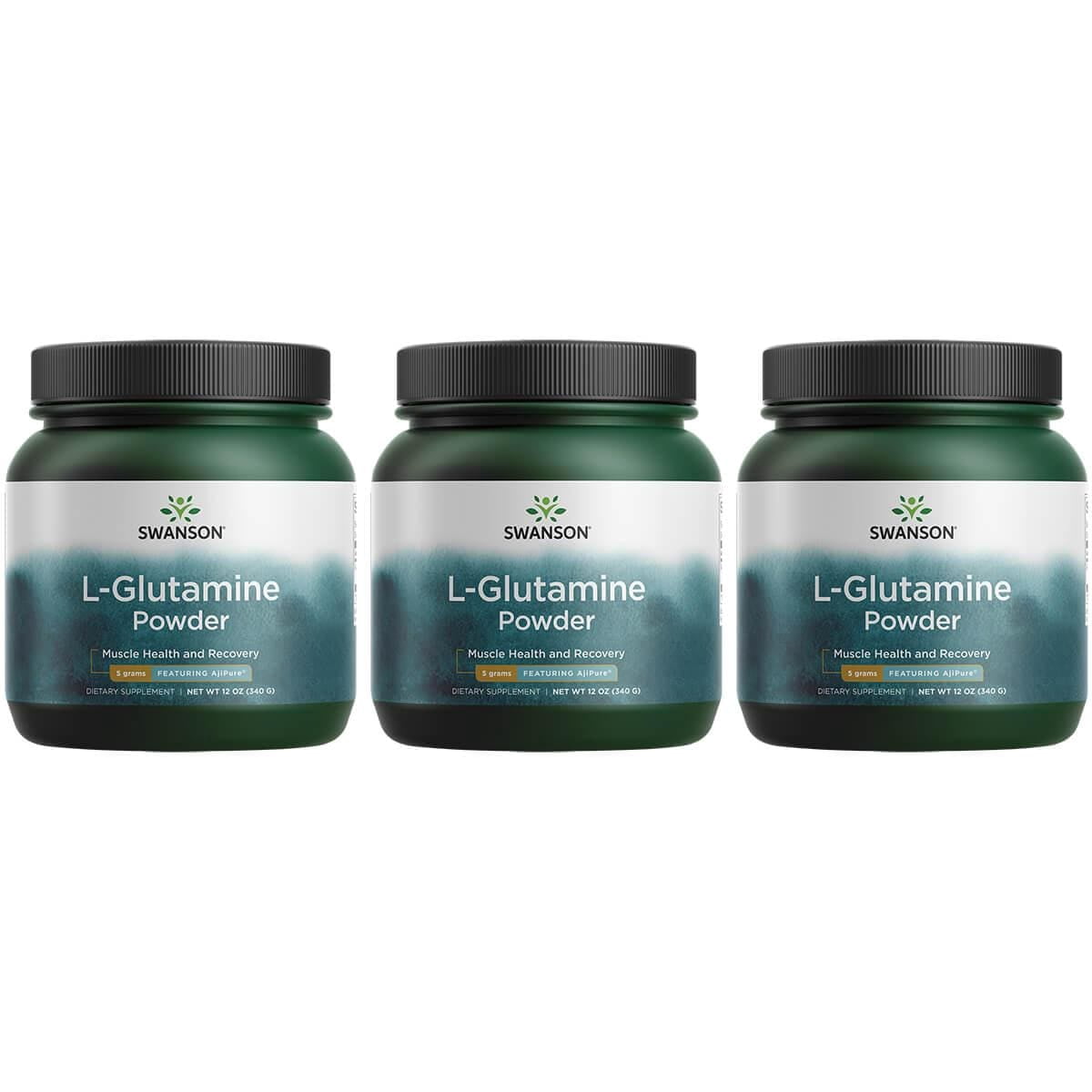 Swanson L-Glutamine Powder - Featuring Ajipure 12 oz Pwdr 3 Pack ...