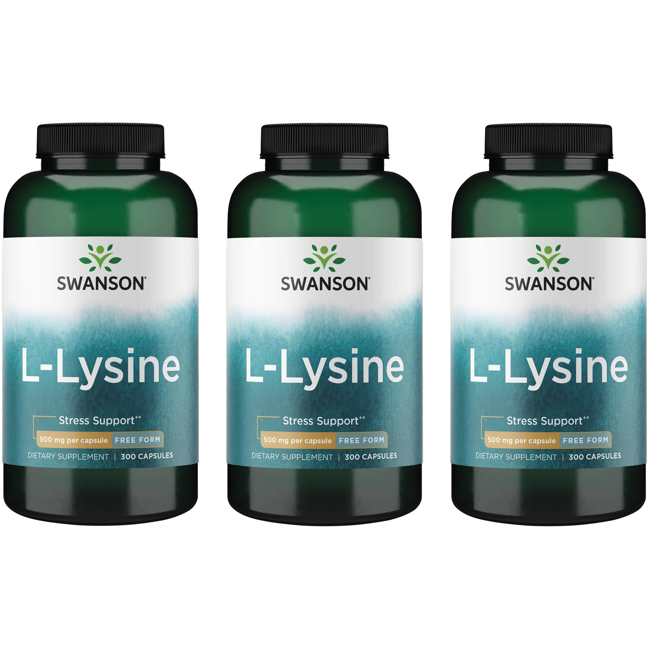 Swanson L-Lysine - Free Form 500 mg 300 Caps 3 Pack - Walmart.com