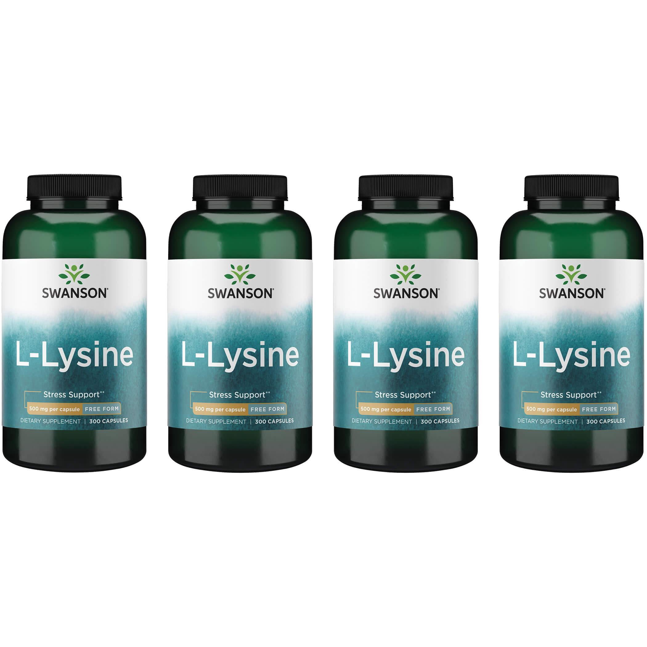 Swanson L-Lysine - Free Form 500 mg 300 Caps 4 Pack - Walmart.com