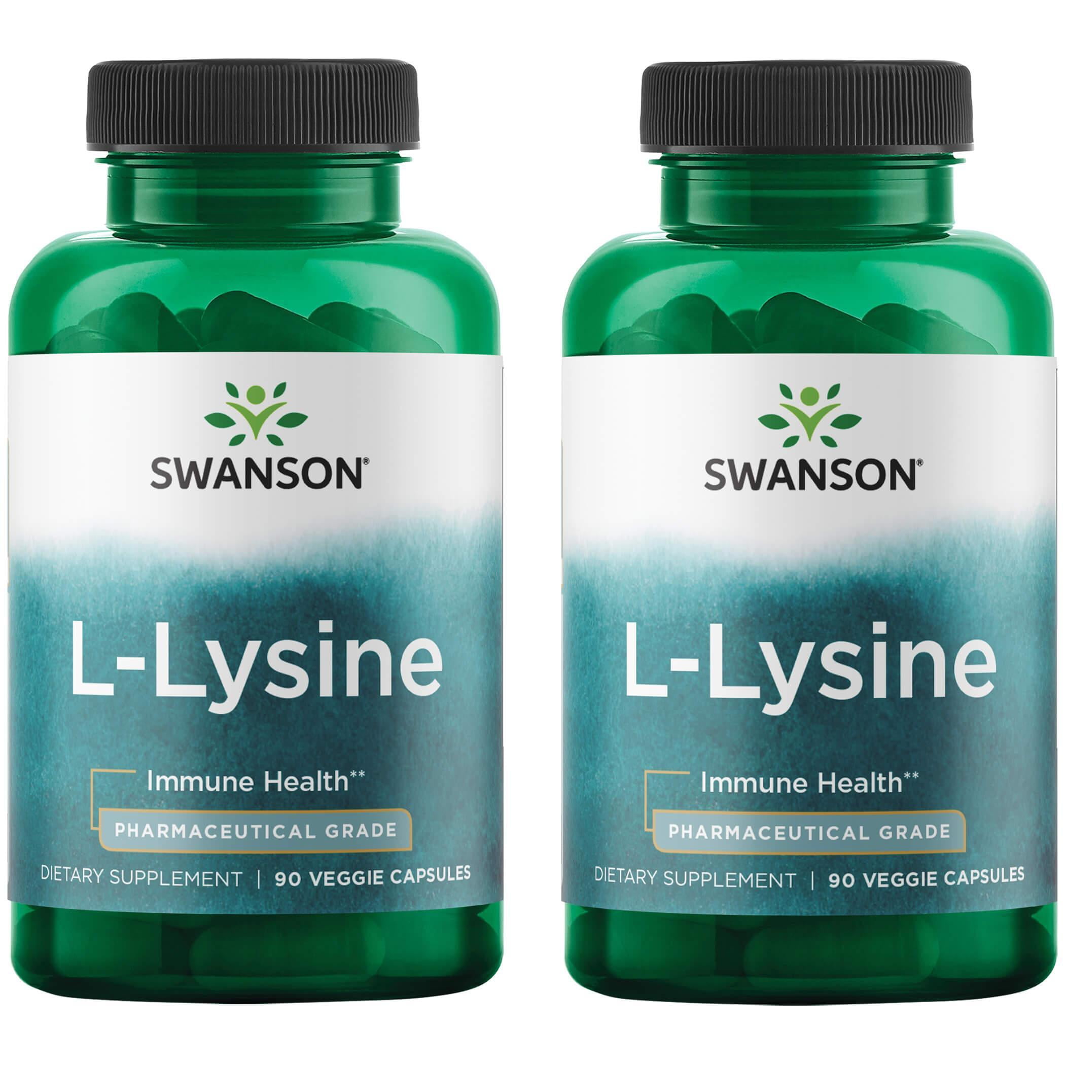 Swanson L-Lysine - Pharmaceutical Grade 500 mg 90 Vegan Caps 2 Pack ...
