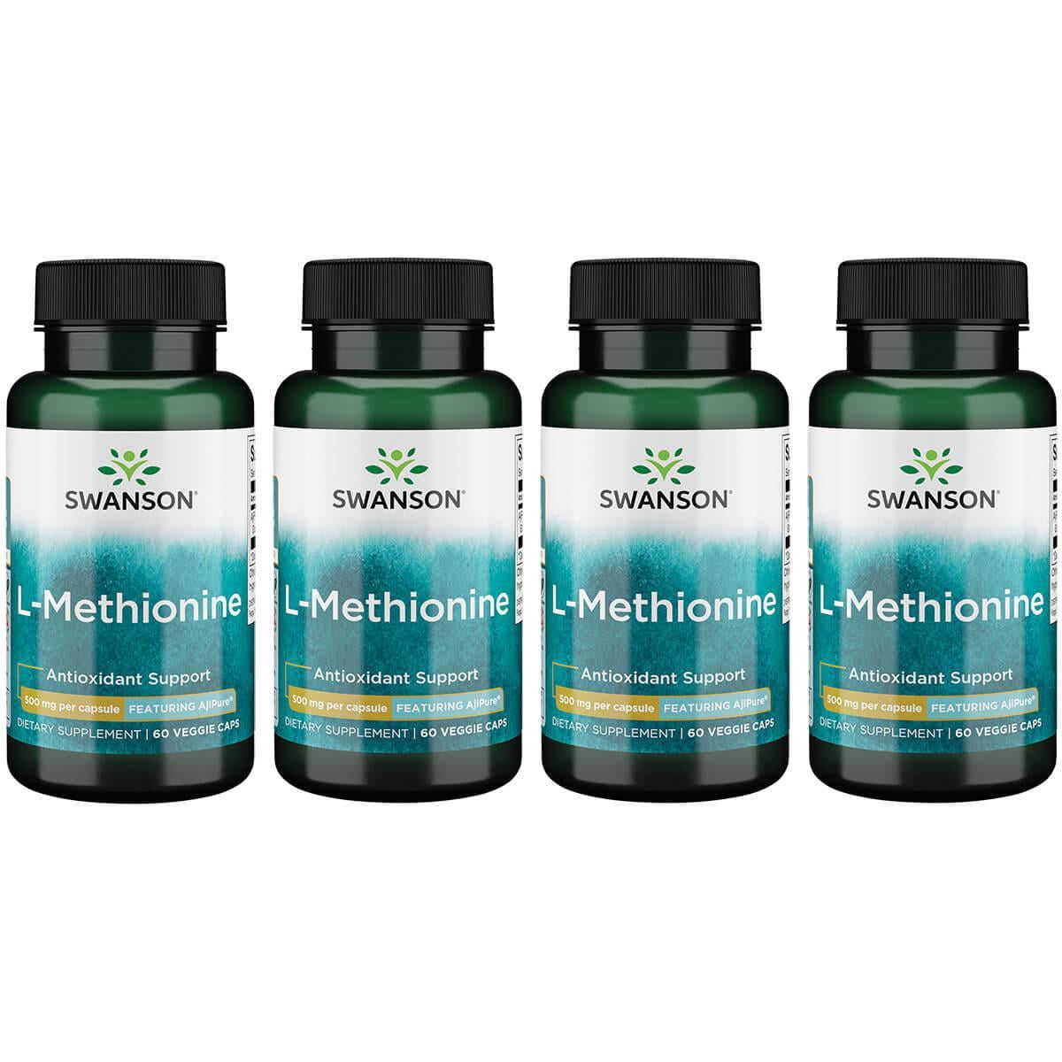 Swanson AjiPure L-Methionine, 500mg, 60 Veg Caps, 4 Pack - Antioxidant ...