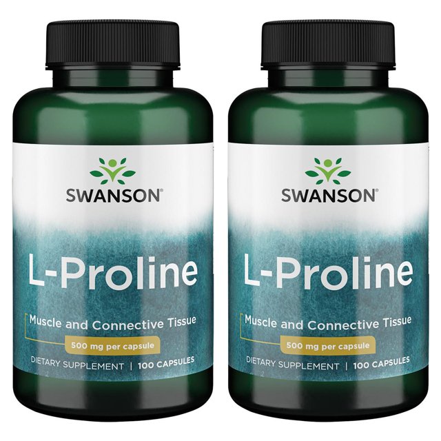 Swanson L-Proline 500 mg 100 Caps 2 Pack - Walmart.com