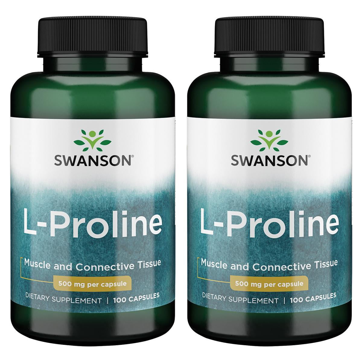Swanson L-Proline 500 mg, Essential Amino Acid, Collagen Support, 100 ...
