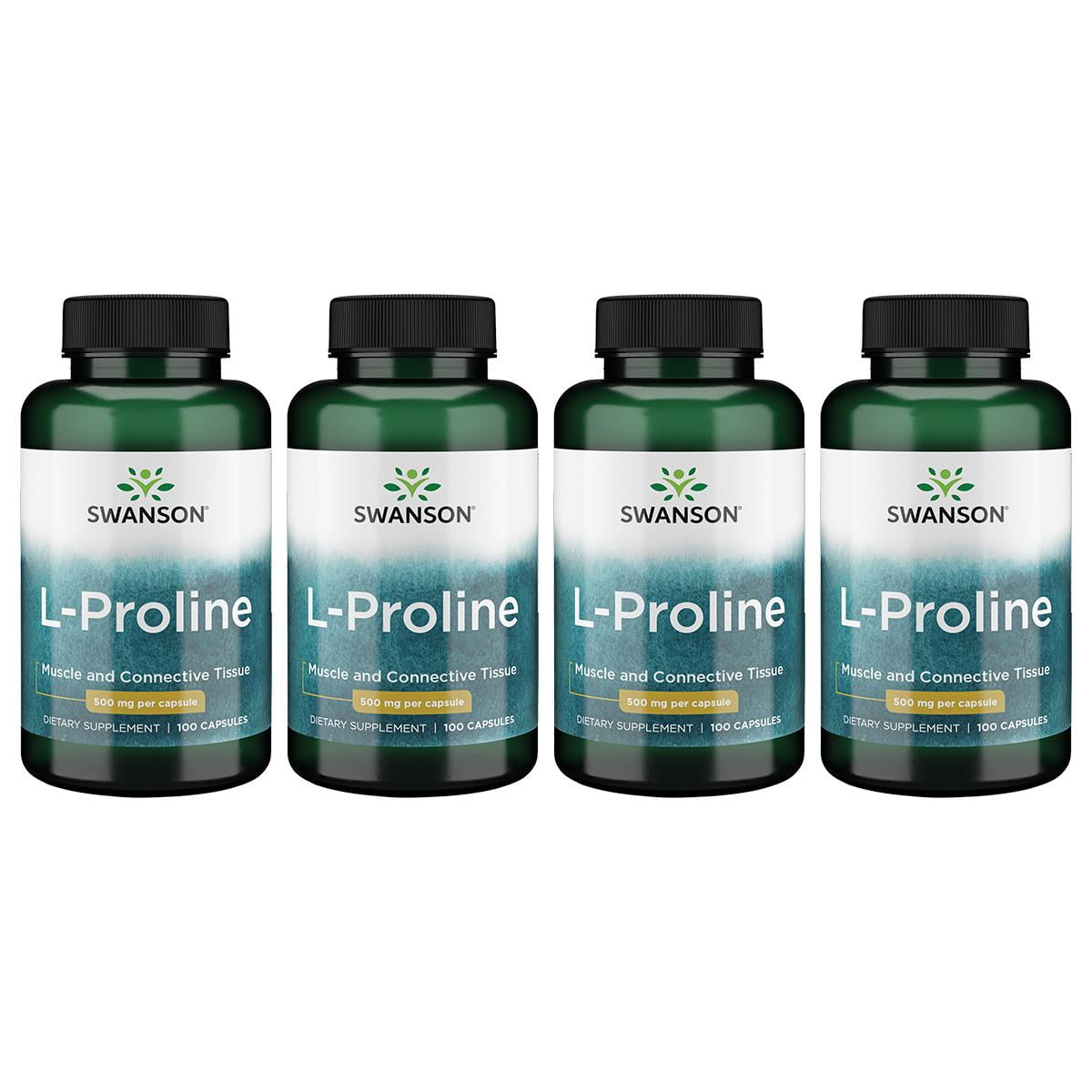 Swanson L-Proline 500 mg 100 Caps 4 Pack - Walmart.com