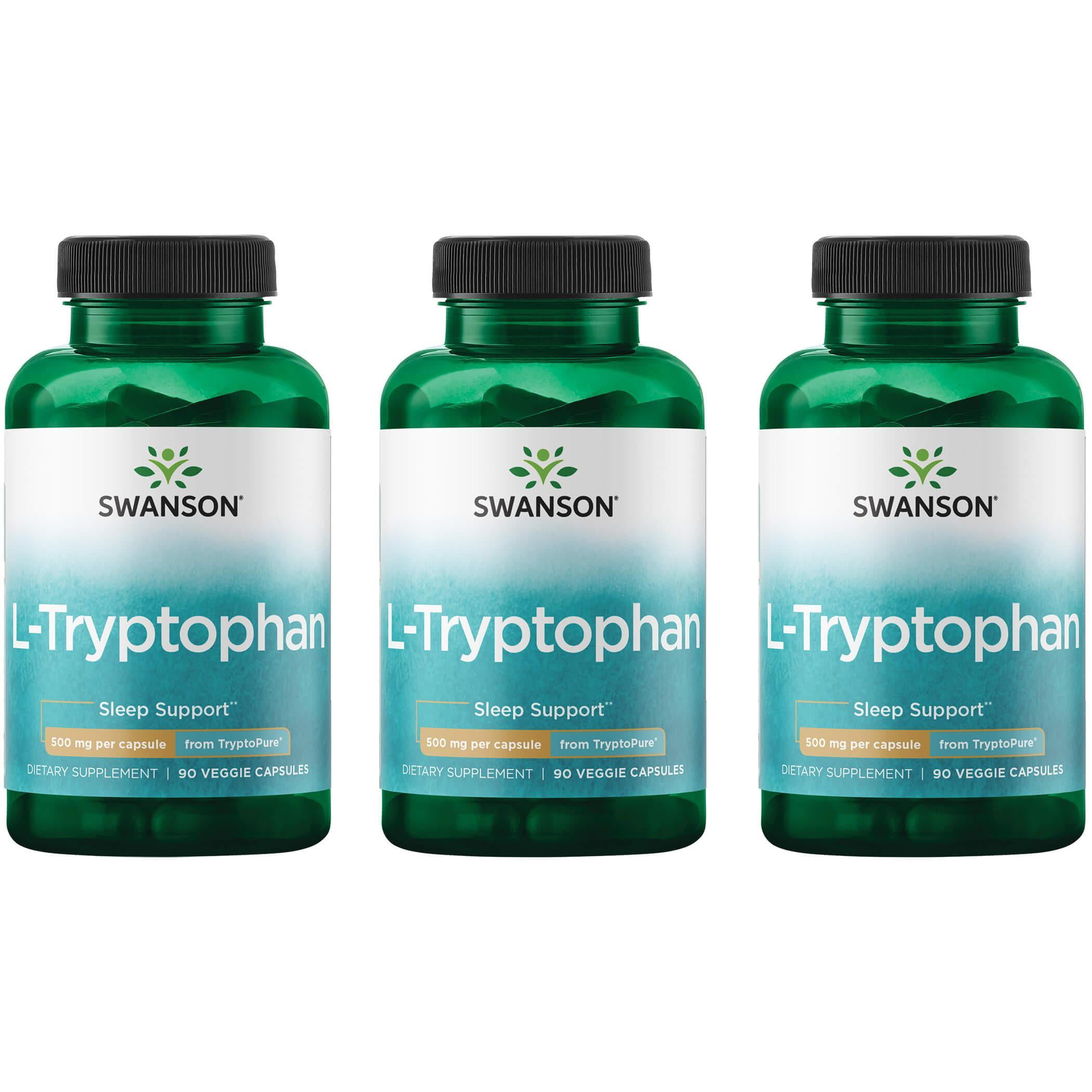 Swanson L-Tryptophan from Tryptopure 500 mg 90 Veg Caps 3 Pack ...